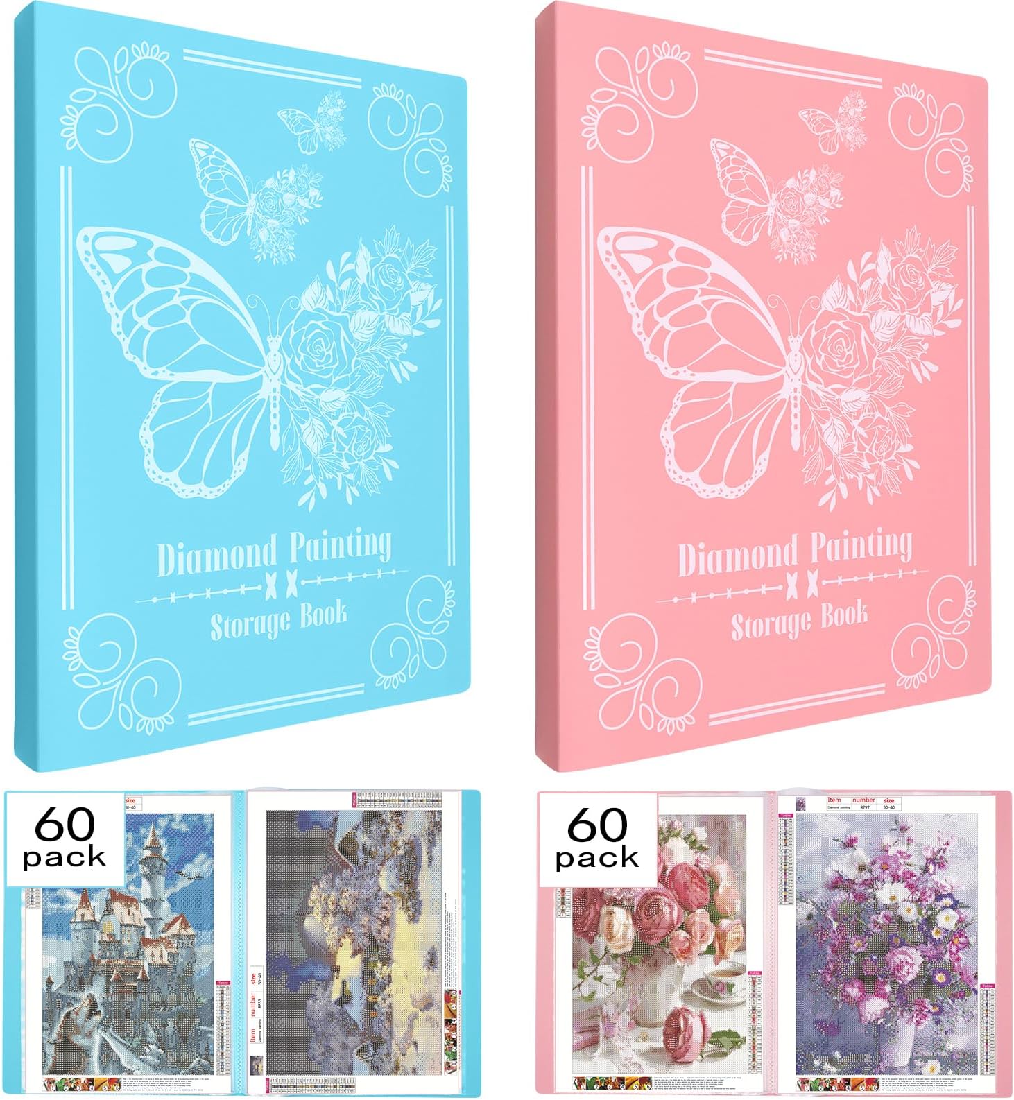 Amazon.com: 2 Pieces Diamond Art Painting Storage Book A2 A3 30 Pages ...