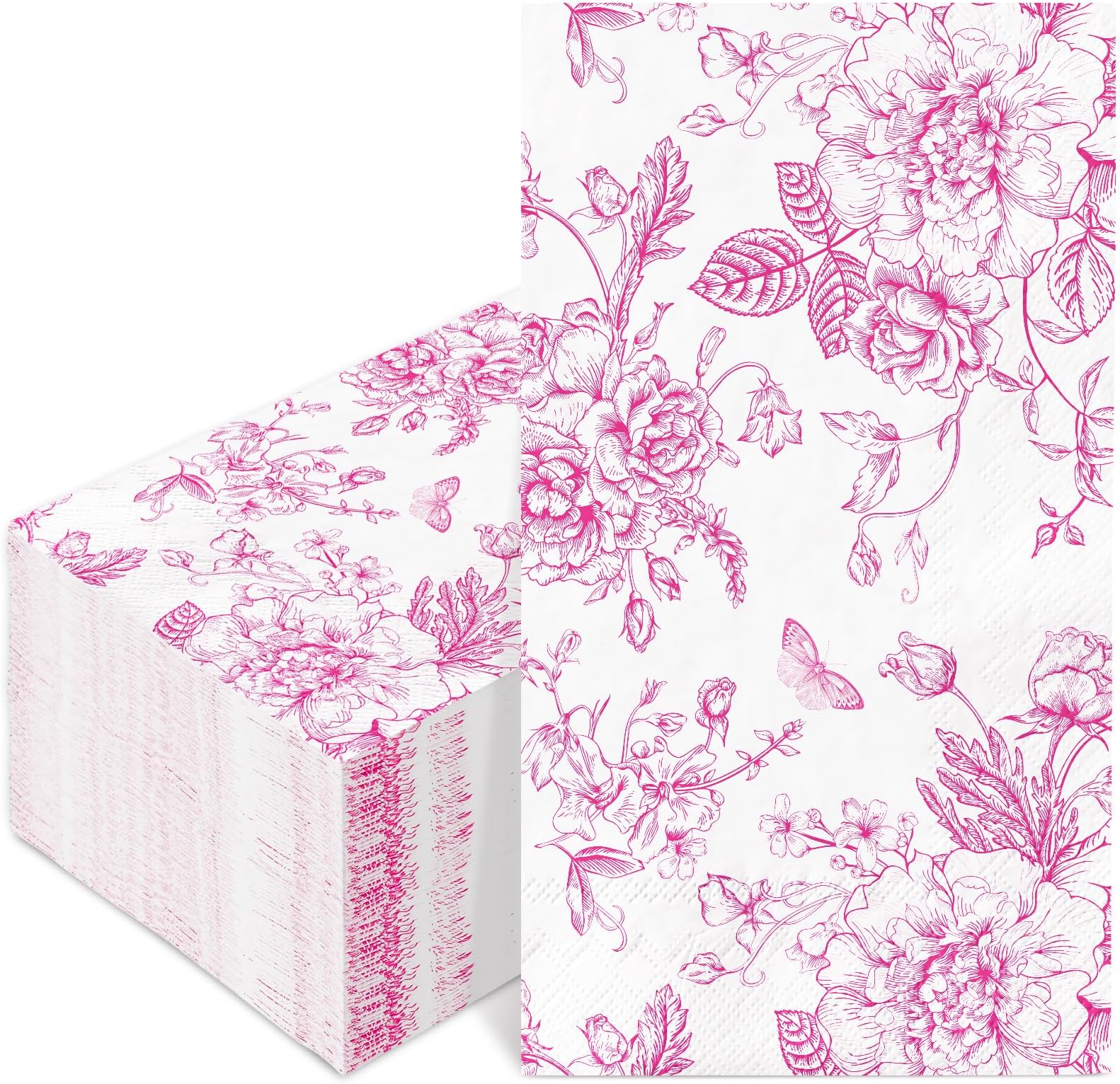 Amazon.com: Generic AnyDesign 100Pcs Floral Guest Napkins Disposable ...