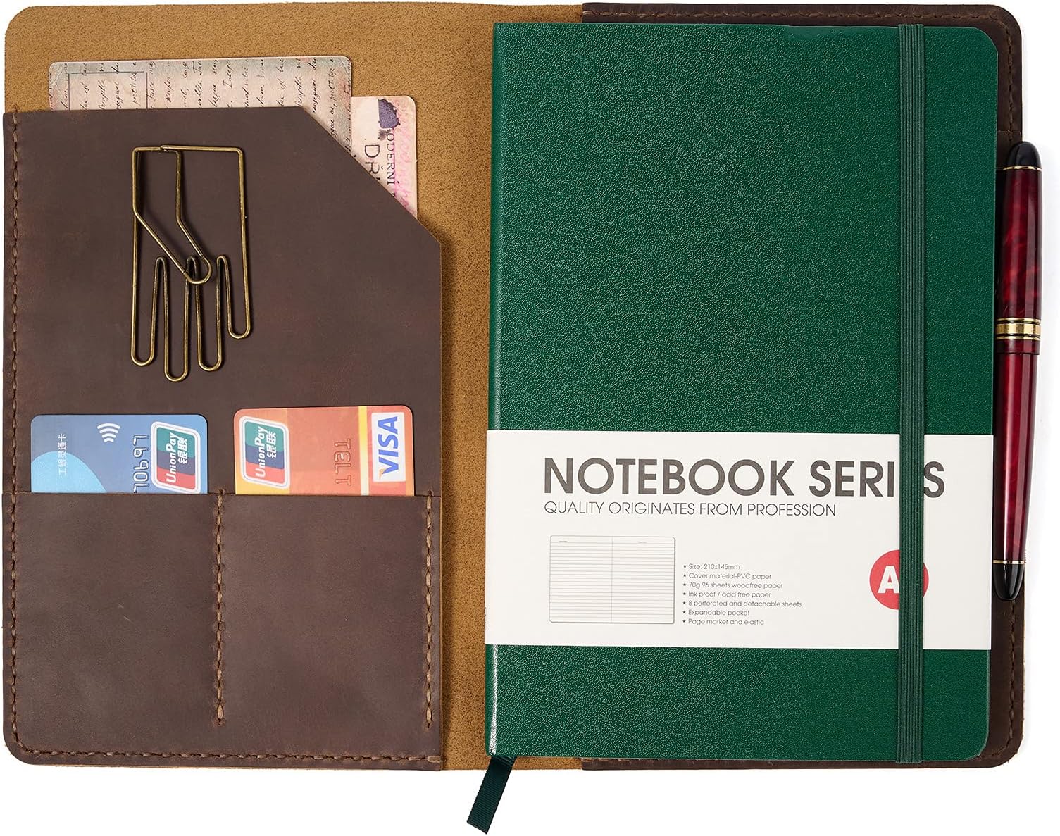 Amazon.com : The Antiq A5 diary cover refillable, Two pen case, leather ...