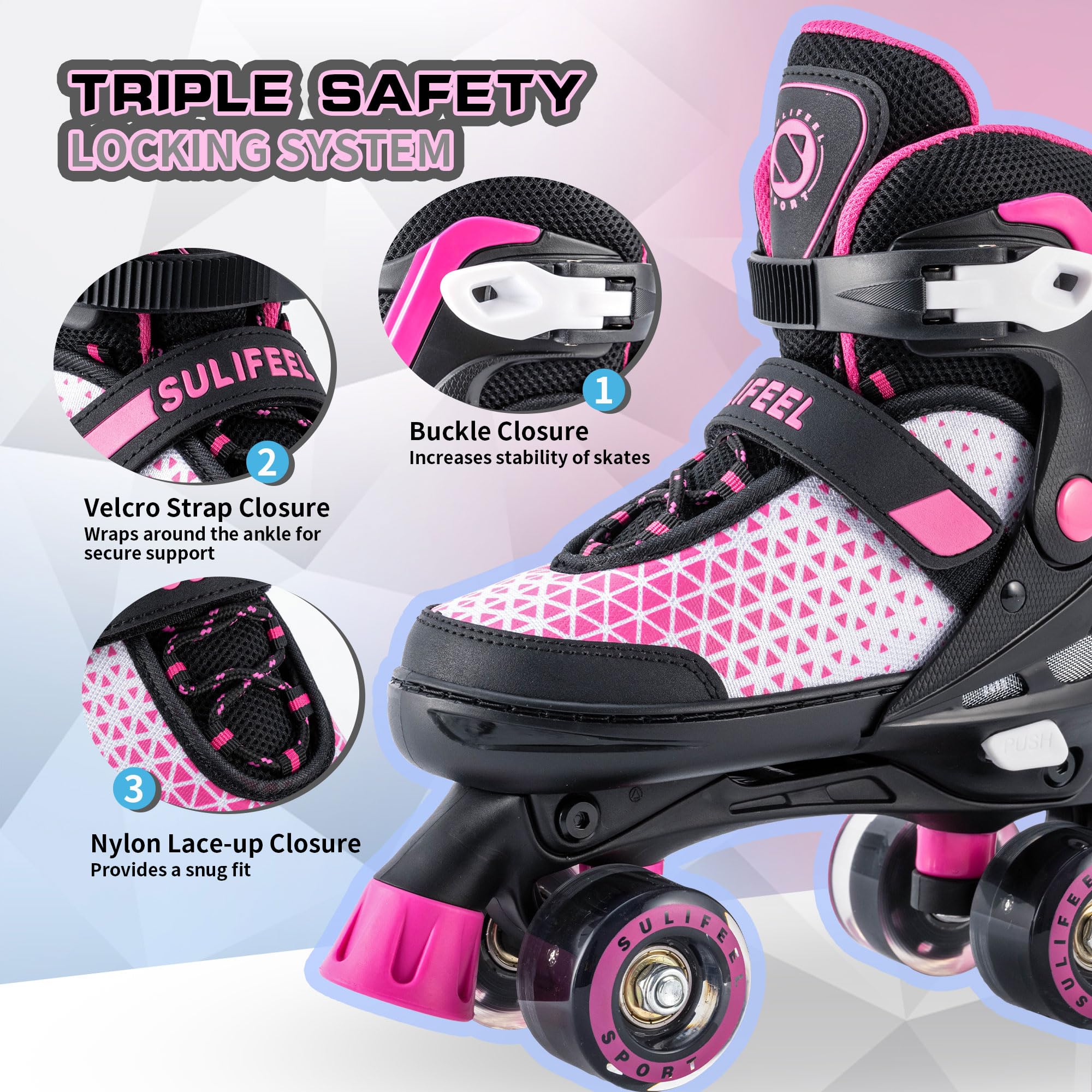 Snapklik.com : SULIFEEL Roller Skates For Girls Boys Kids,4 Sizes ...