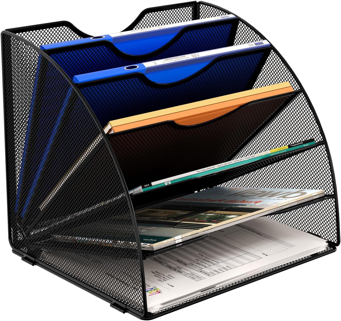 Solinxe Fan Shaped Desk File Organizer with 6 Compartments