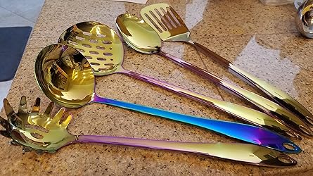 Amazon.com: HOMQUEN Stainless Steel Kitchen Utensil Set - 5 Cooking ...