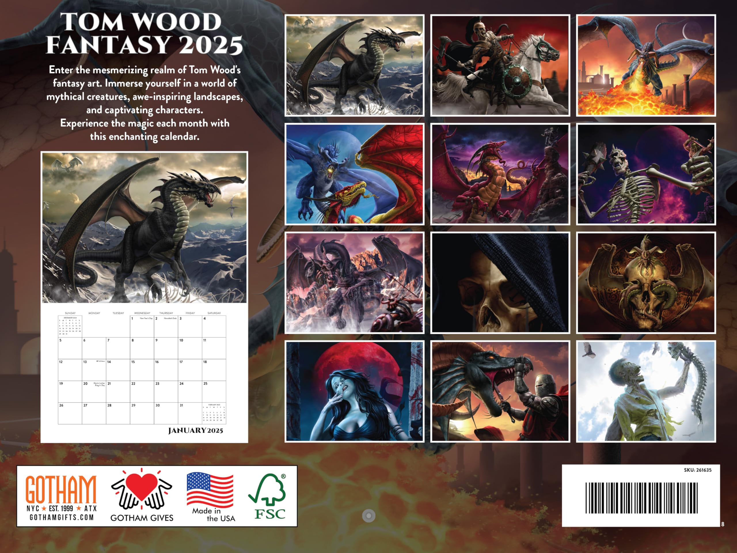 Snapklik.com : Tom Wood Dragon Fantasy Art Calendar 2025 Monthly Wall ...