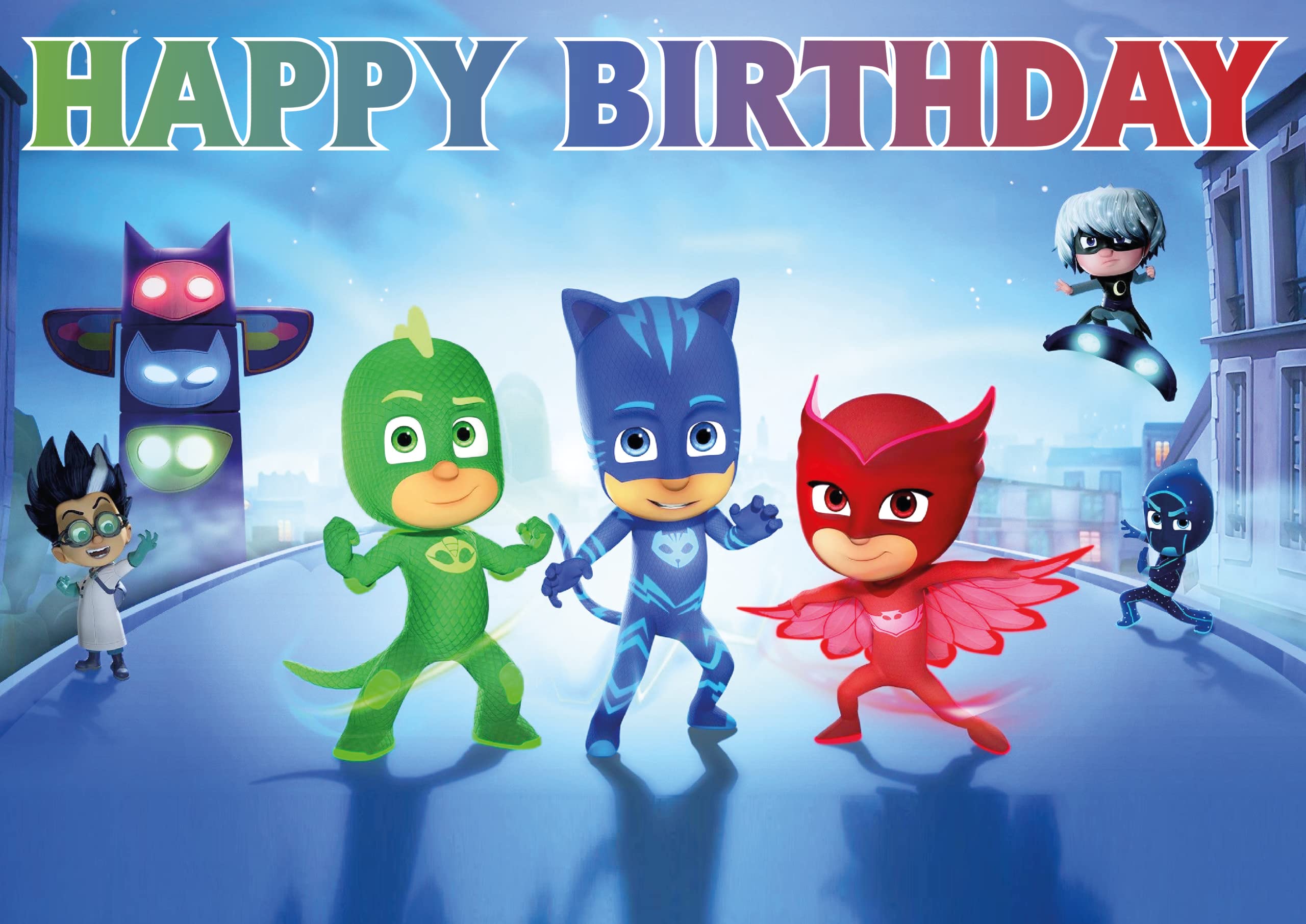 Amazon.com: 8 Inch pj masks –Square Edible Birthday Cake Decorations ...