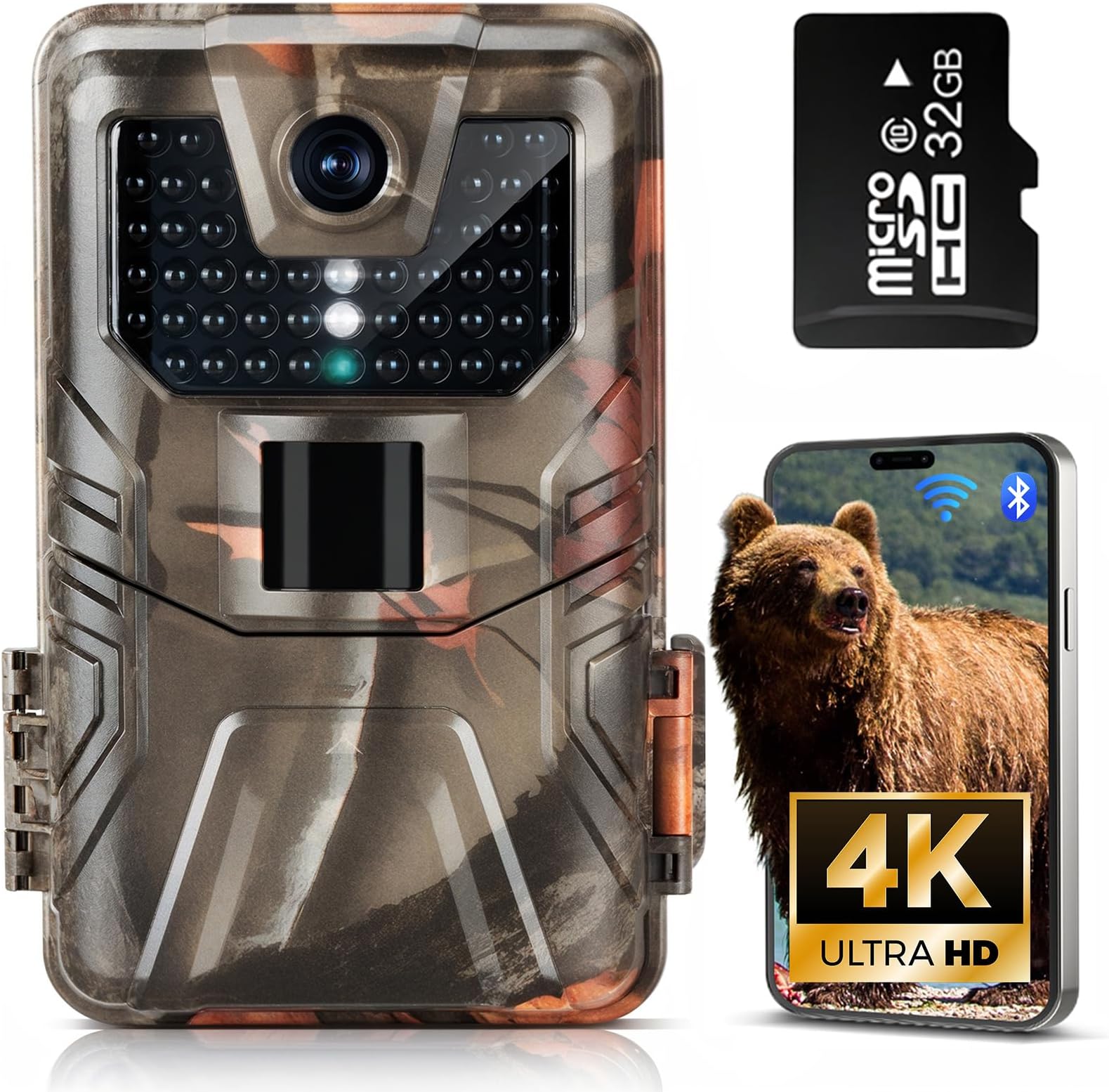 Amazon.com: HUNTSEN 4K 48MP WiFi Trail Camera - Bluetooth Game Camera ...