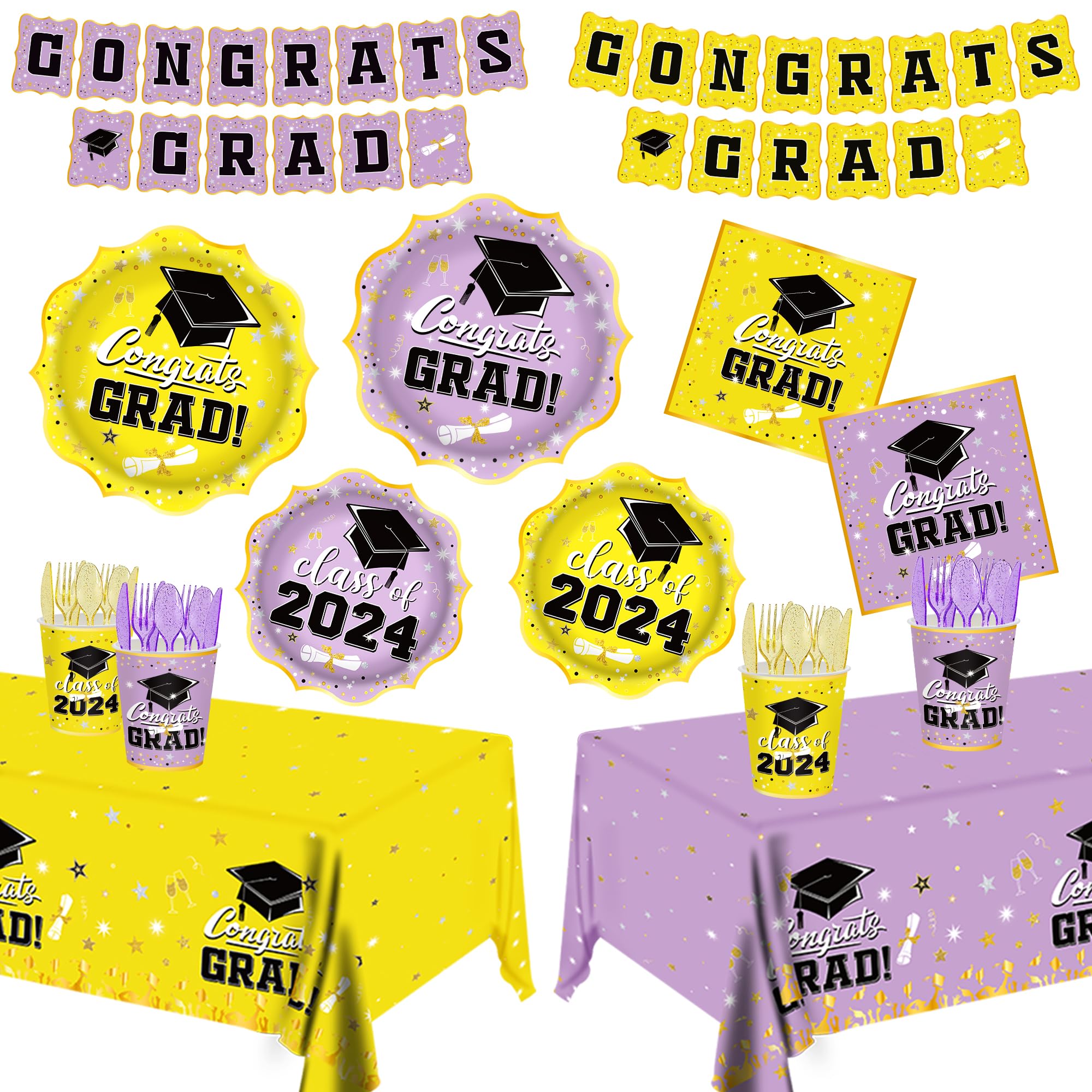 Graduation Party Supplies 2024 Graduation Party Dinnerware Set Yellow ...