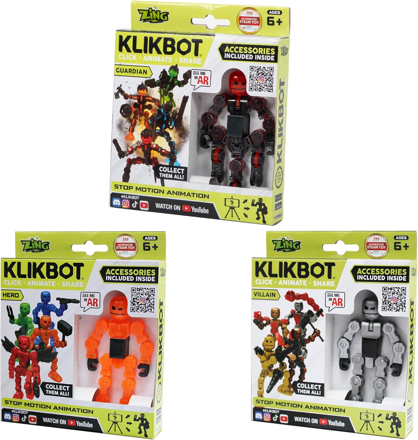 Zing KLIKBOT Hero, Villain & Guardian 3 Pack : Amazon.co.uk: Toys & Games