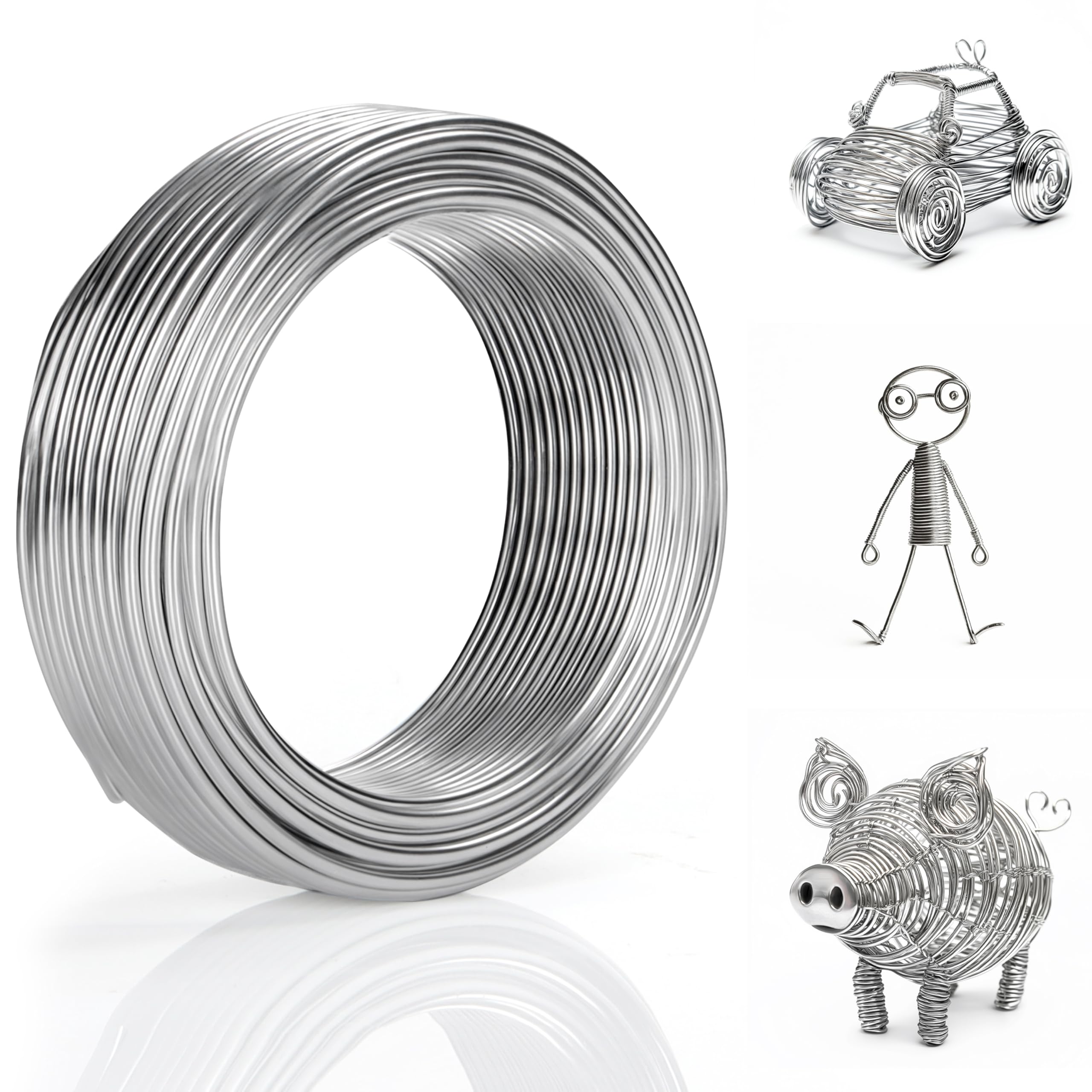 Belle Vous Thin Silver Craft Wire - 10m Aluminium Crafting Wire ...
