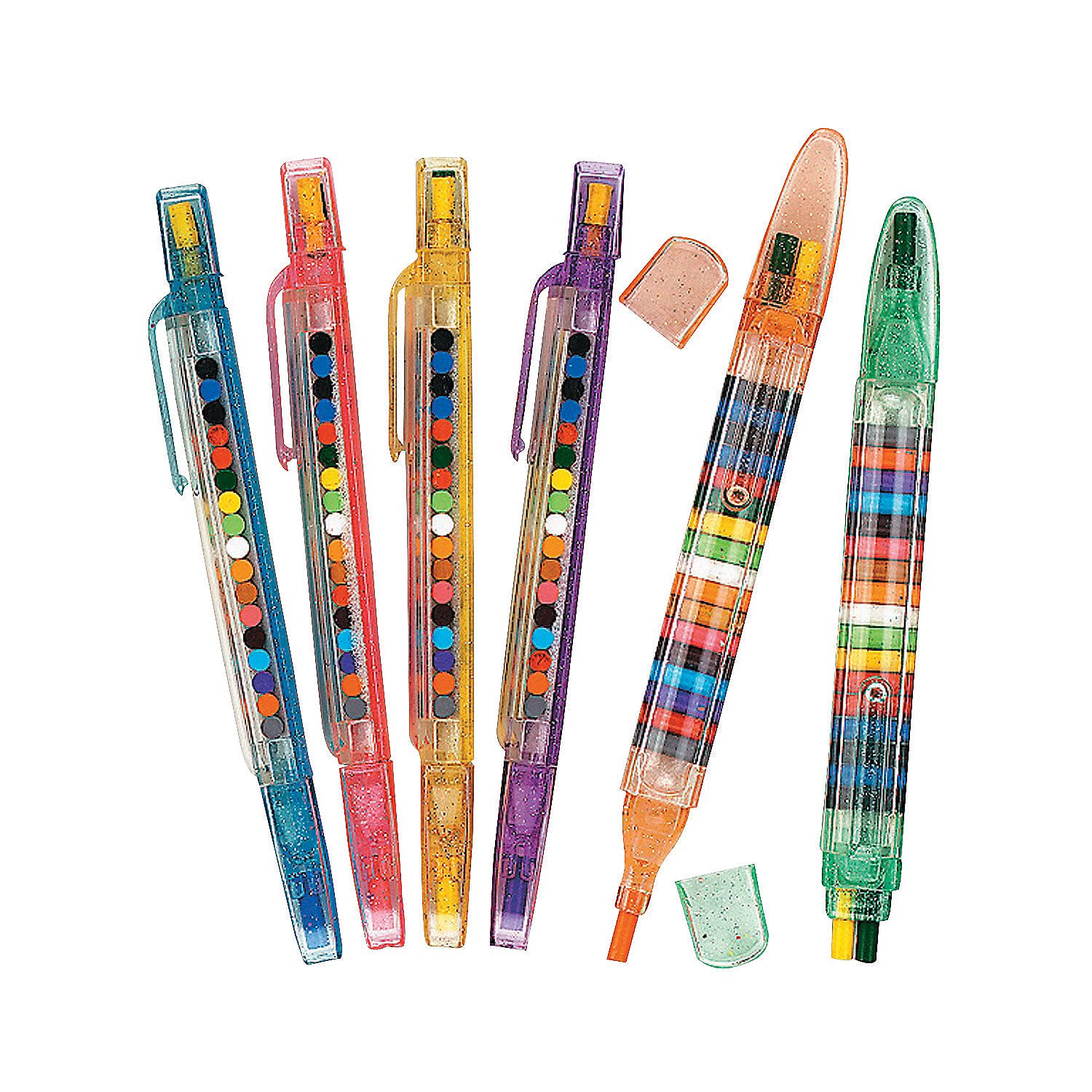 Amazon.com: Fun Express Glitter Stacking Crayons for Kids - 12 Pack of ...