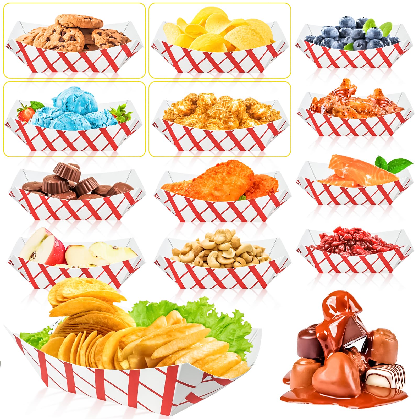 Snapklik.com : MotBach 150 Pack Checkered 1Lb Paper Food Boat Trays ...