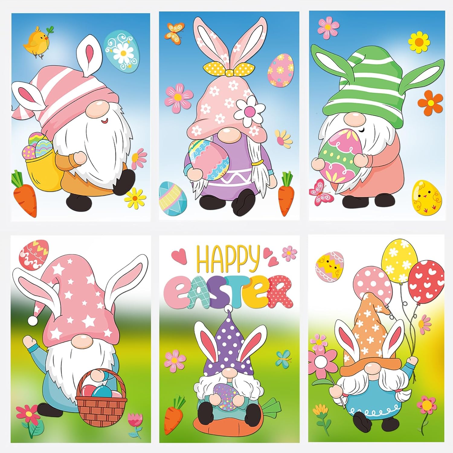 Amazon.com: LanttAotte Large Easter Gnome Window Clings, Removable ...
