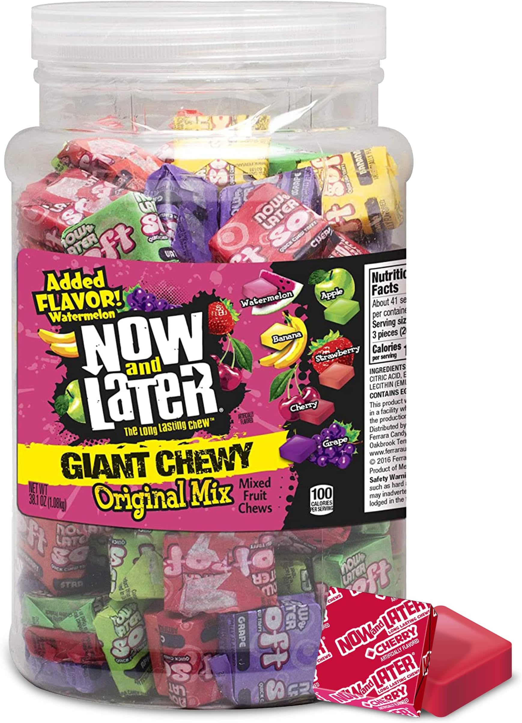 Amazon.com: Now and Later Giant Chewy Original Mix Candy, Mixed Fruit ...