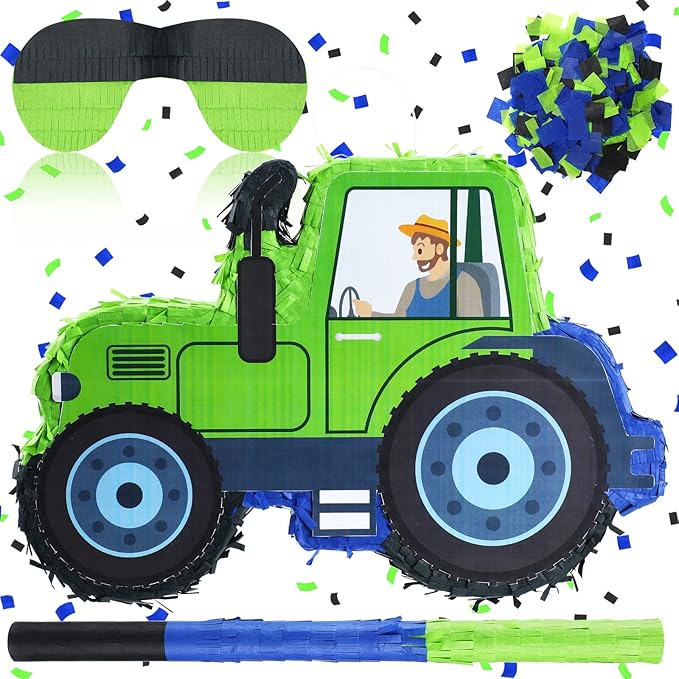 Amazon.com: Harrycle Tractor Piñata Bundle with a Blindfold and Bat ...