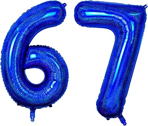 Amazon.com: Number 67 Balloon 40 inch, Dark Blue Big Number Balloon ...