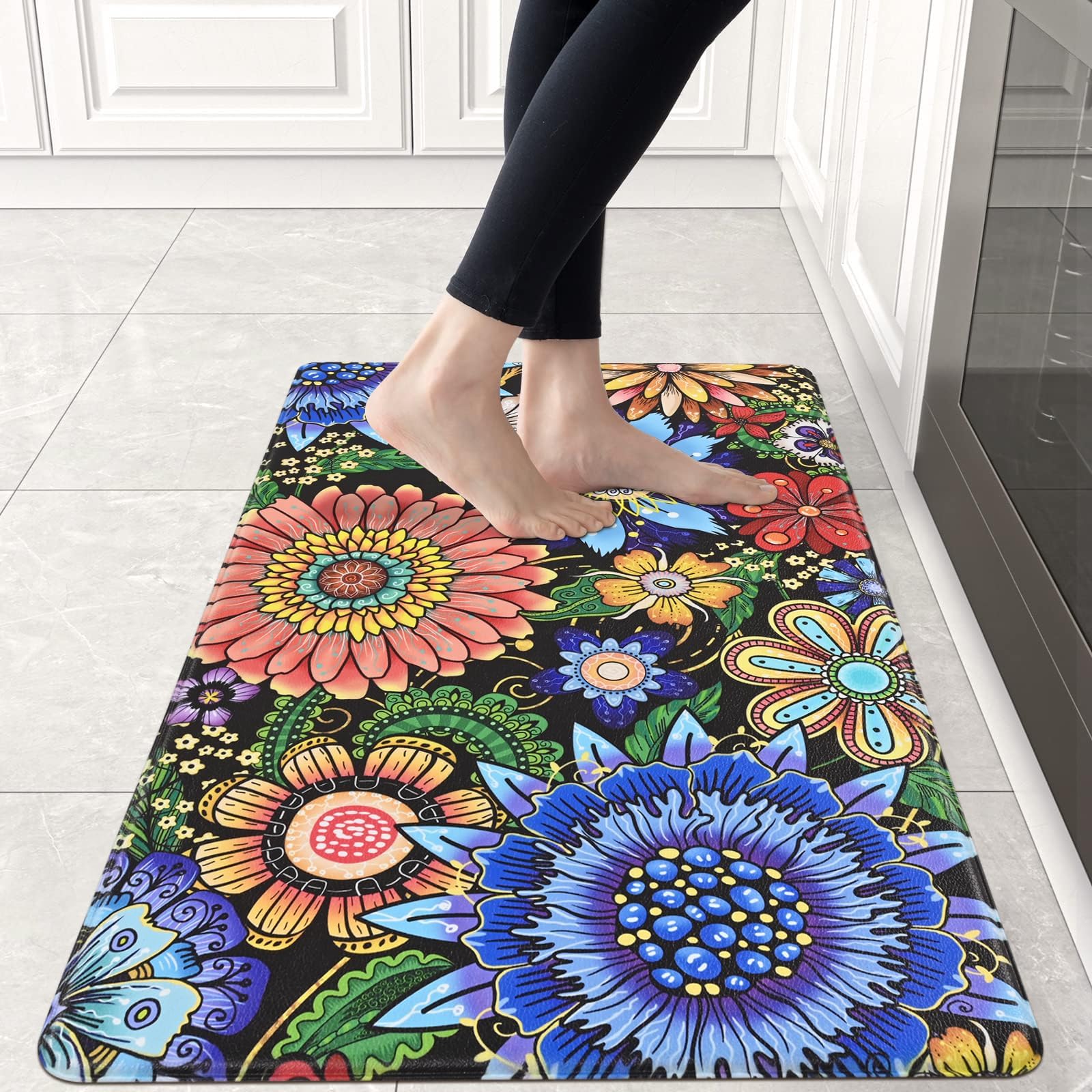 Amazon.com: Boho Kitchen Rugs, Boho Floral Anti Fatigue Kitchen Mat for ...
