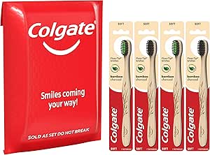 Colgate Charcoal Bamboo Toothbrushes, Eco Friendly Natural Bamboo ...