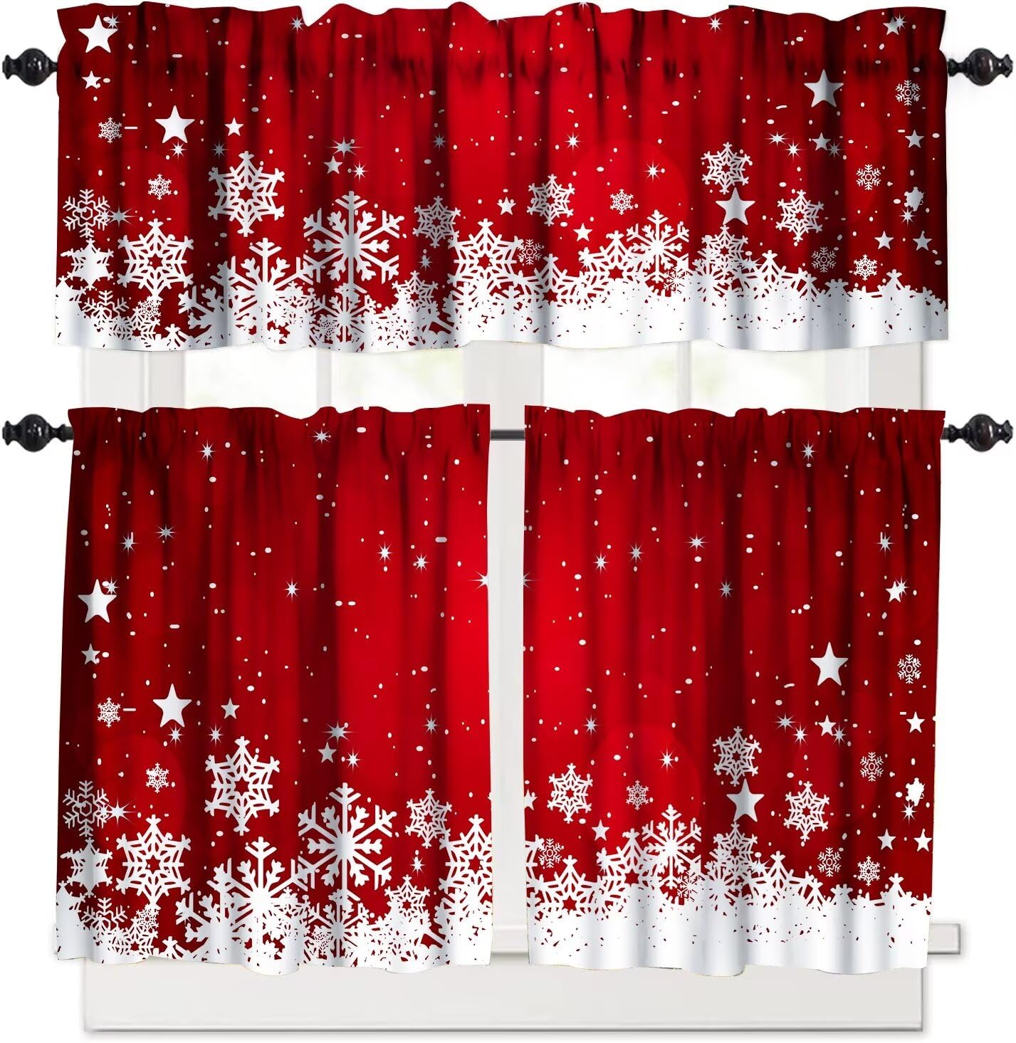 Amazon.com: Christmas Kitchen Curtains Valances Set,Red Merry Xmas ...
