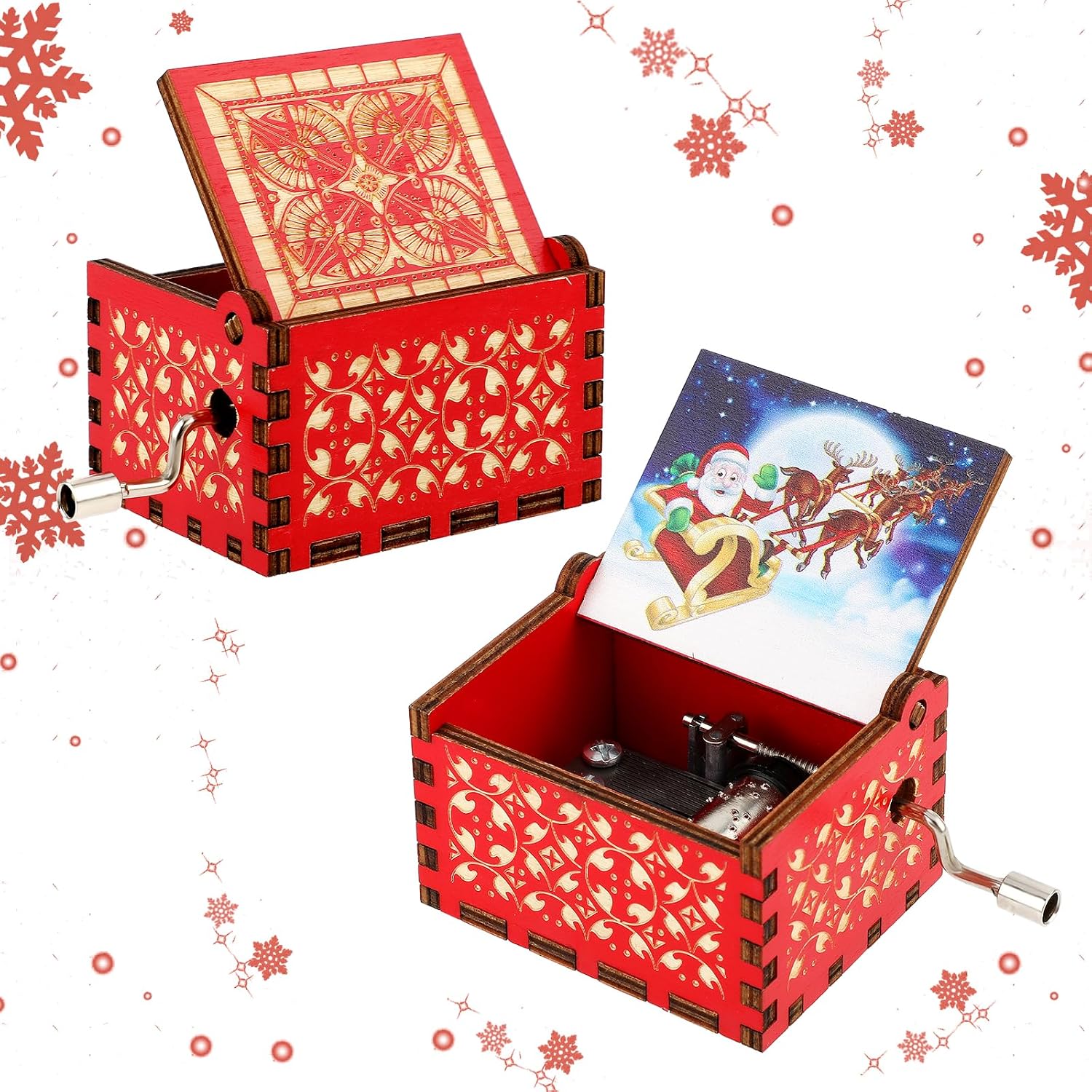 Amazon.com: Amaxiu Christmas Music Box Gift, Wooden Hand Crank Music ...