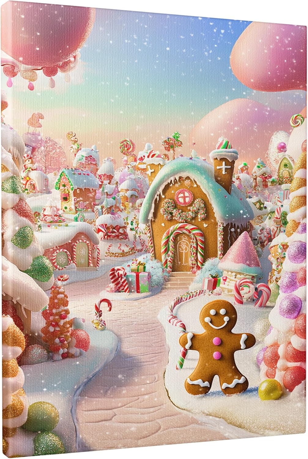 Amazon.com: Winter Candyland Wall Art, Colorful Gingerbread House ...