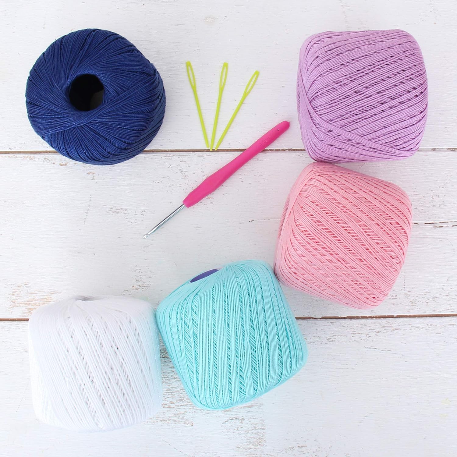 Amazon.com: 100% Pure Cotton Crochet Thread Set by Threadart - Size 10 ...