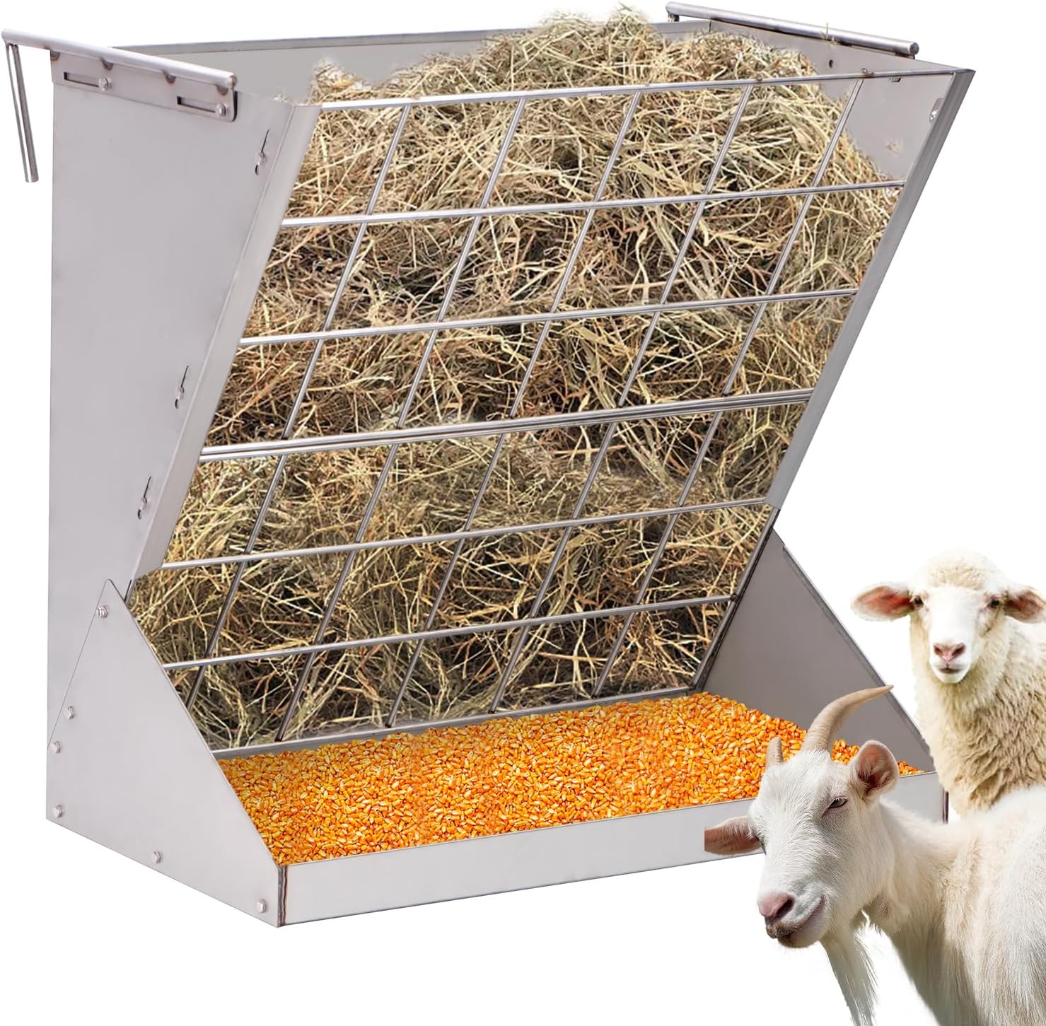 Amazon.com: LZWUNYXE Wall Mounted Hay Rack,2 in 1 Heavy Duty Goat Hay ...
