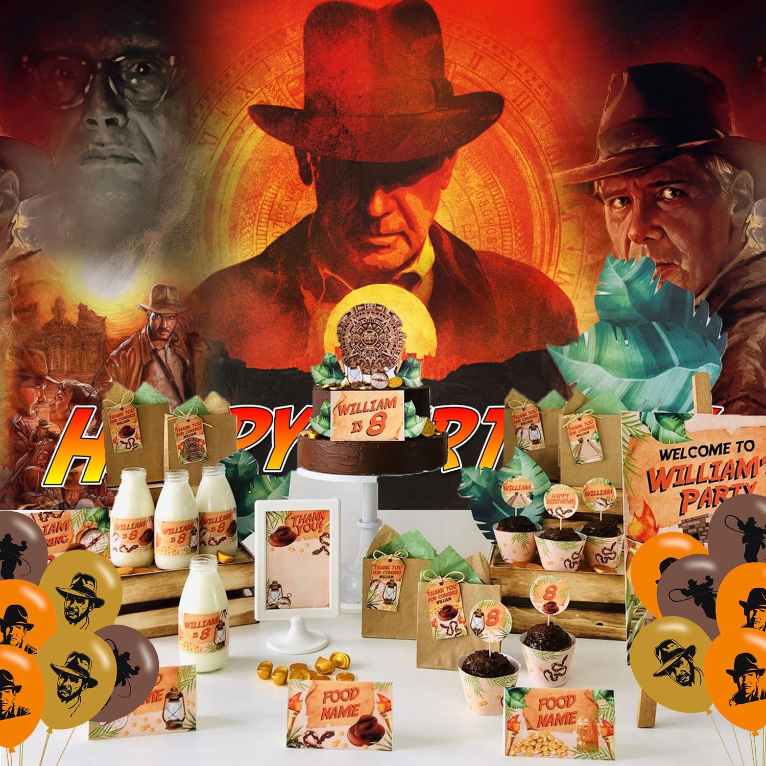 Suministros para fiesta de cumpleaños de Indiana Jones, 1 telón de ...