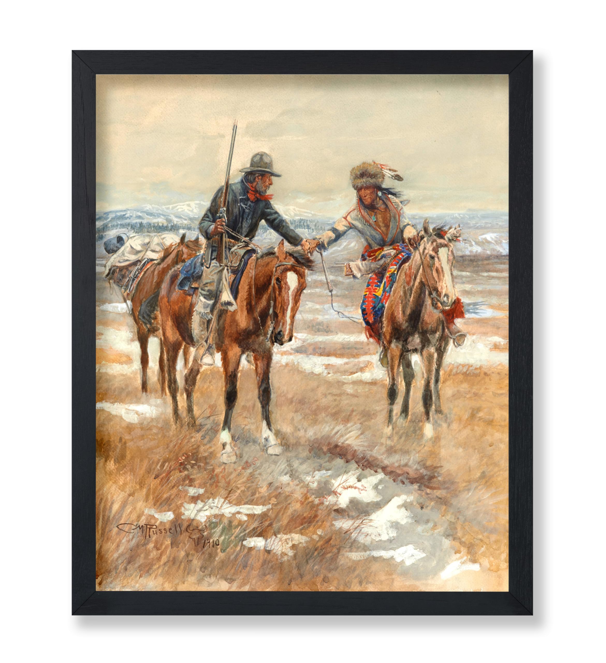 Amazon.com: Poster Master Vintage A Doubtful Handshake Painting Poster ...