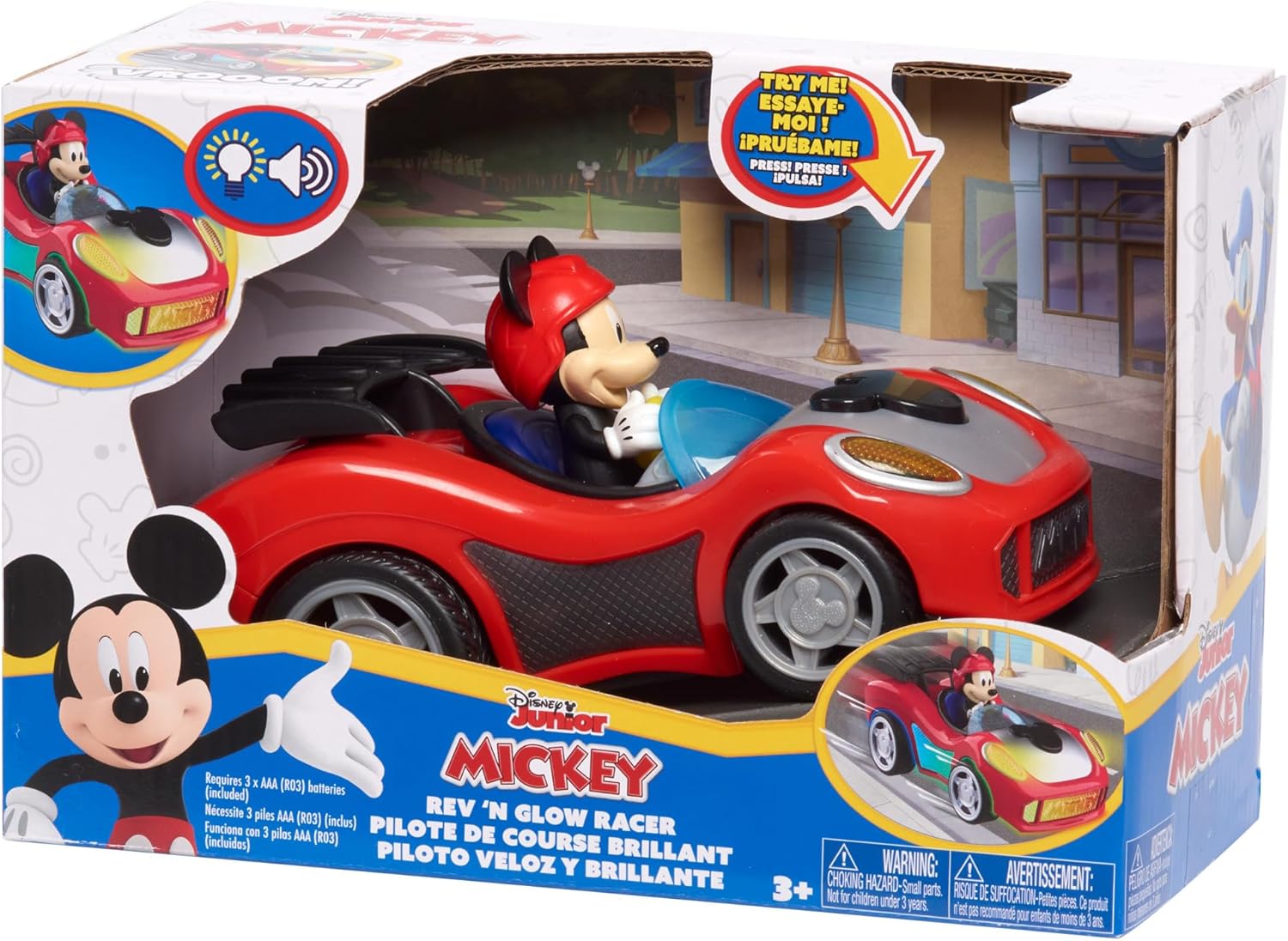 Amazon.com: Mickey Mouse Rev 'n Go Vehicles with Lights and Sounds ...