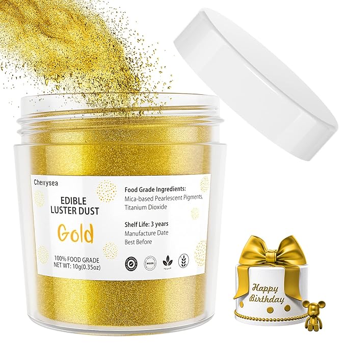 Amazon.com : Gold Edible Luster Dust 10 Grams, Food Grade Cake Luster ...