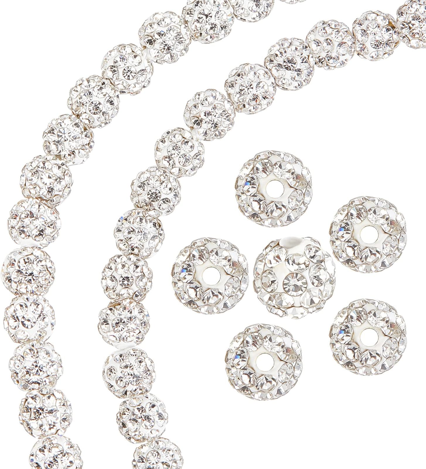 Amazon.com: PH PandaHall Rhinestone Clay Beads, 50 Pcs 6mm Pave Disco ...