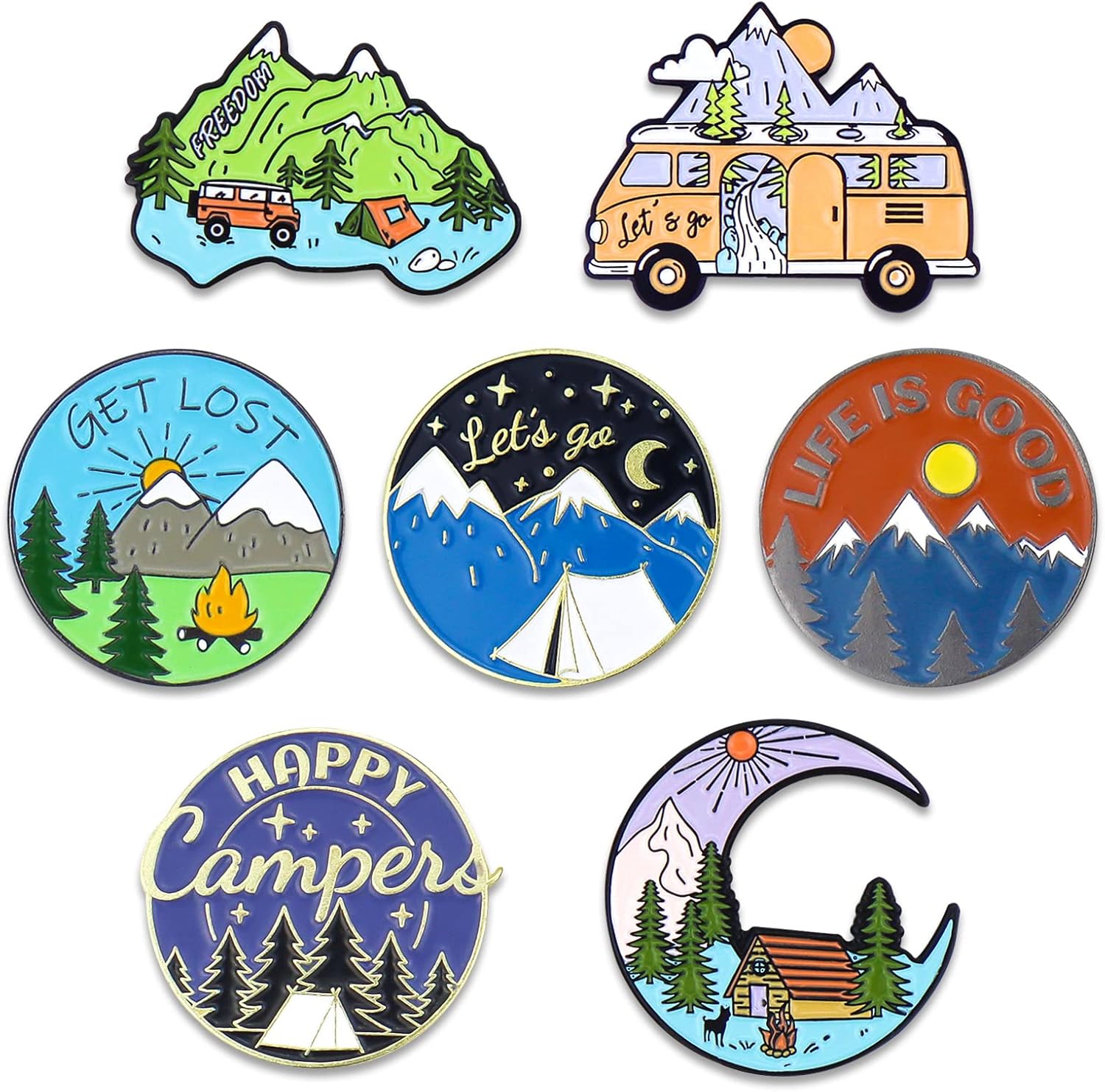 Amazon.com: 7 PCS Outdoors Enamel Pins for Backpacks, LEEFONE Camping ...