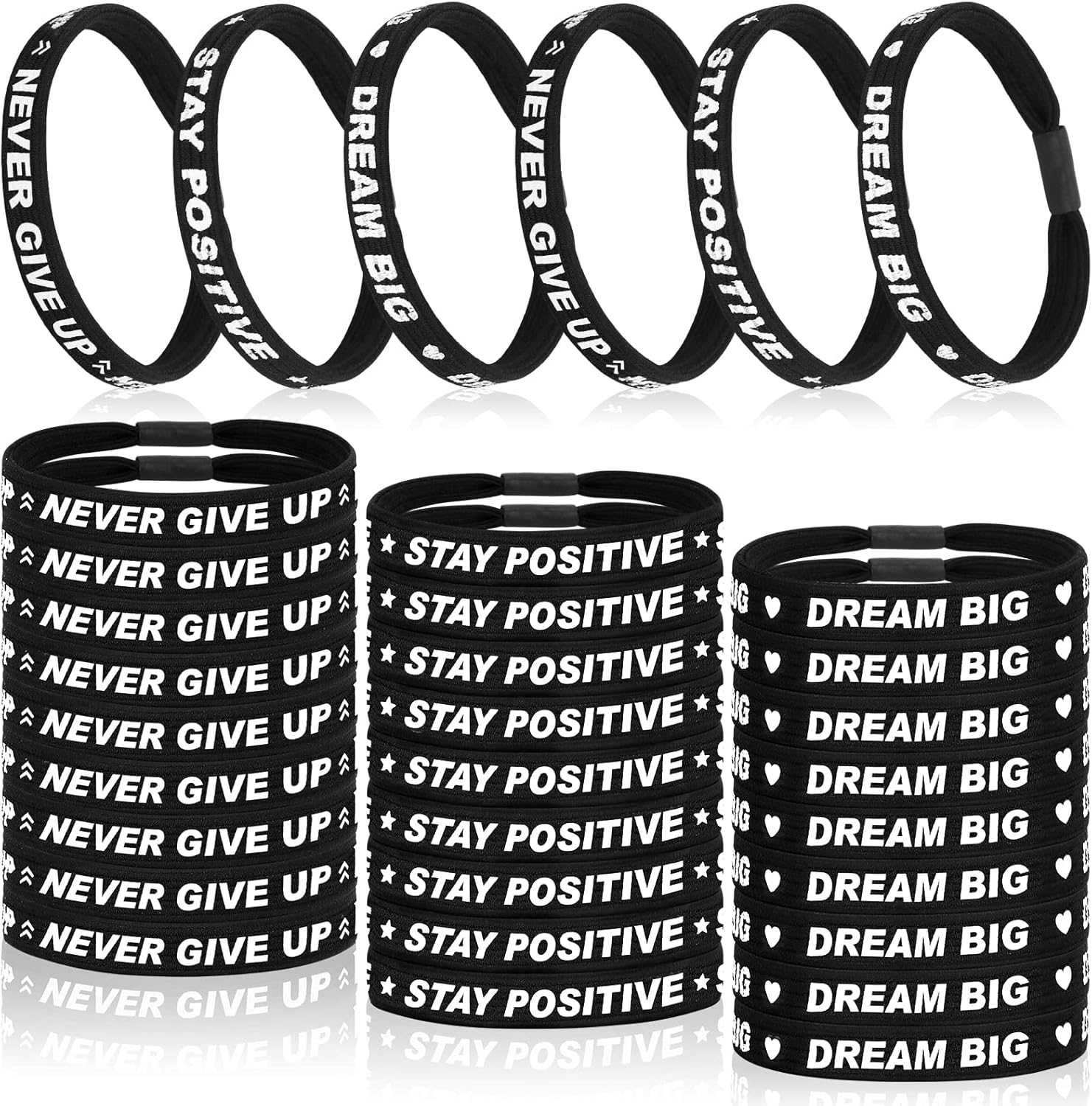 Amazon.com: 60 Pcs Motivational Wristbands Inspirational Elastic ...