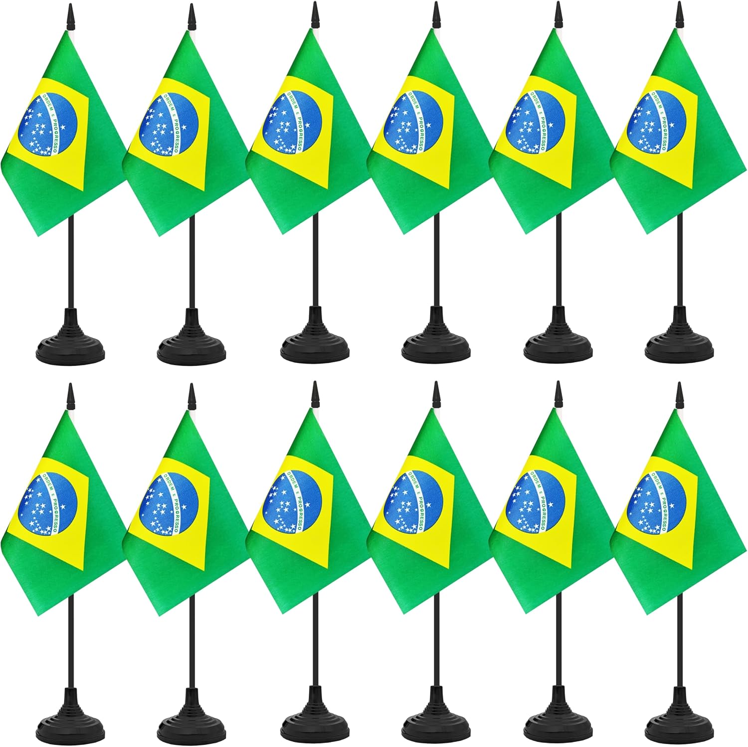 Amazon.com: 12 Pack Brazil Desk Flag Set, Brazilian Table Office Flag ...