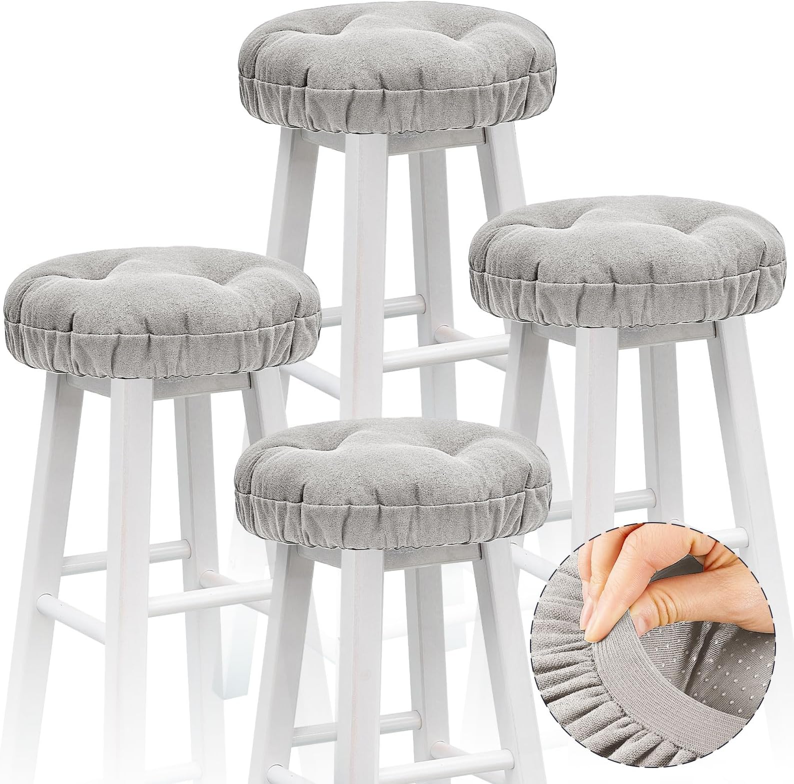 Amazon.com: Levoberg Round bar Stool Covers Linen Sponge bar Stool ...