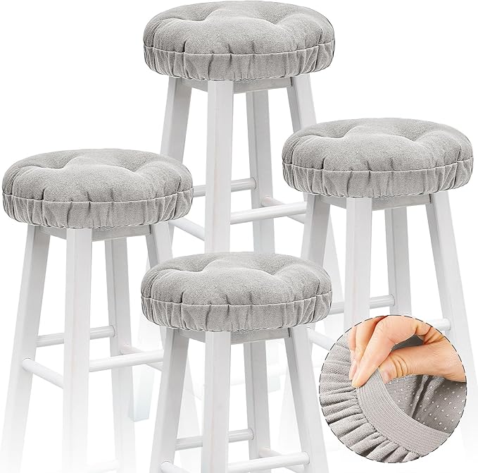 Amazon.com: Marsui 4 Pieces Soft Stool Covers Round Bar Stool Cushions ...