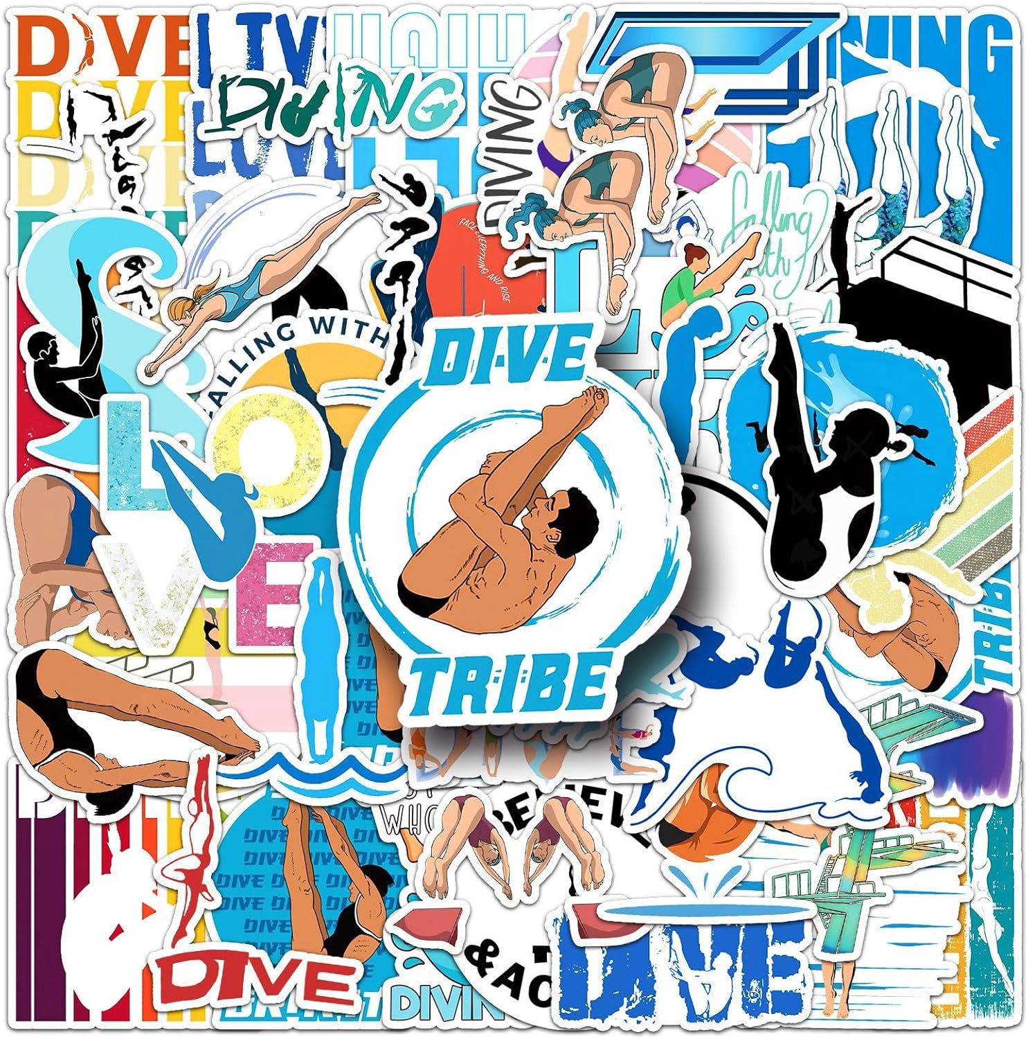 Amazon.com: Diving Stickers 50 Pcs Waterproof Funny Summer Sports ...