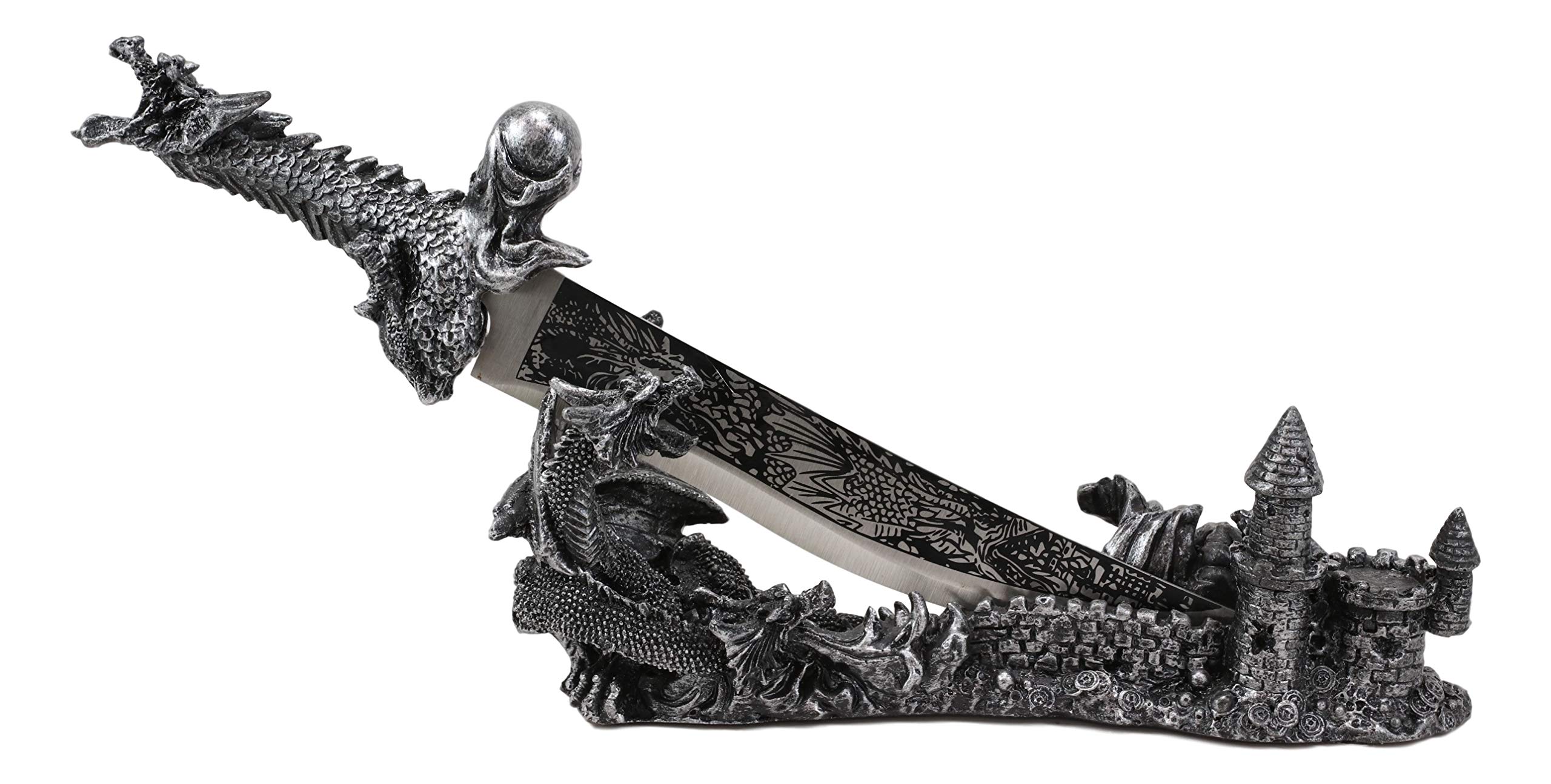 Buy Ebros Gift Obsidian Athame Fantasy Roaring Dragon Blade Letter Opener Fire Dagger with ...