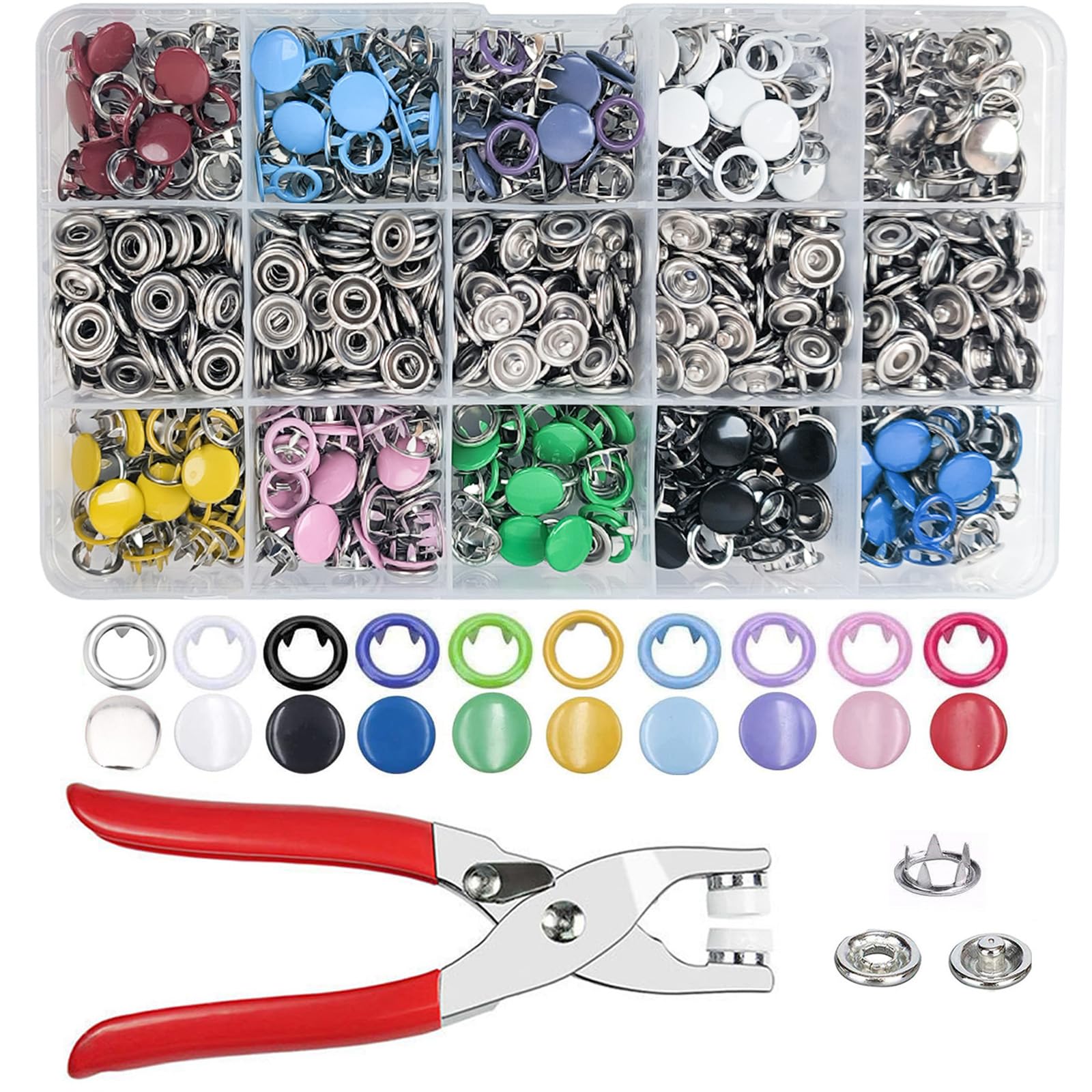 Amazon.com: Minestylish 200 Sets Metal Snaps Buttons with Fastener ...