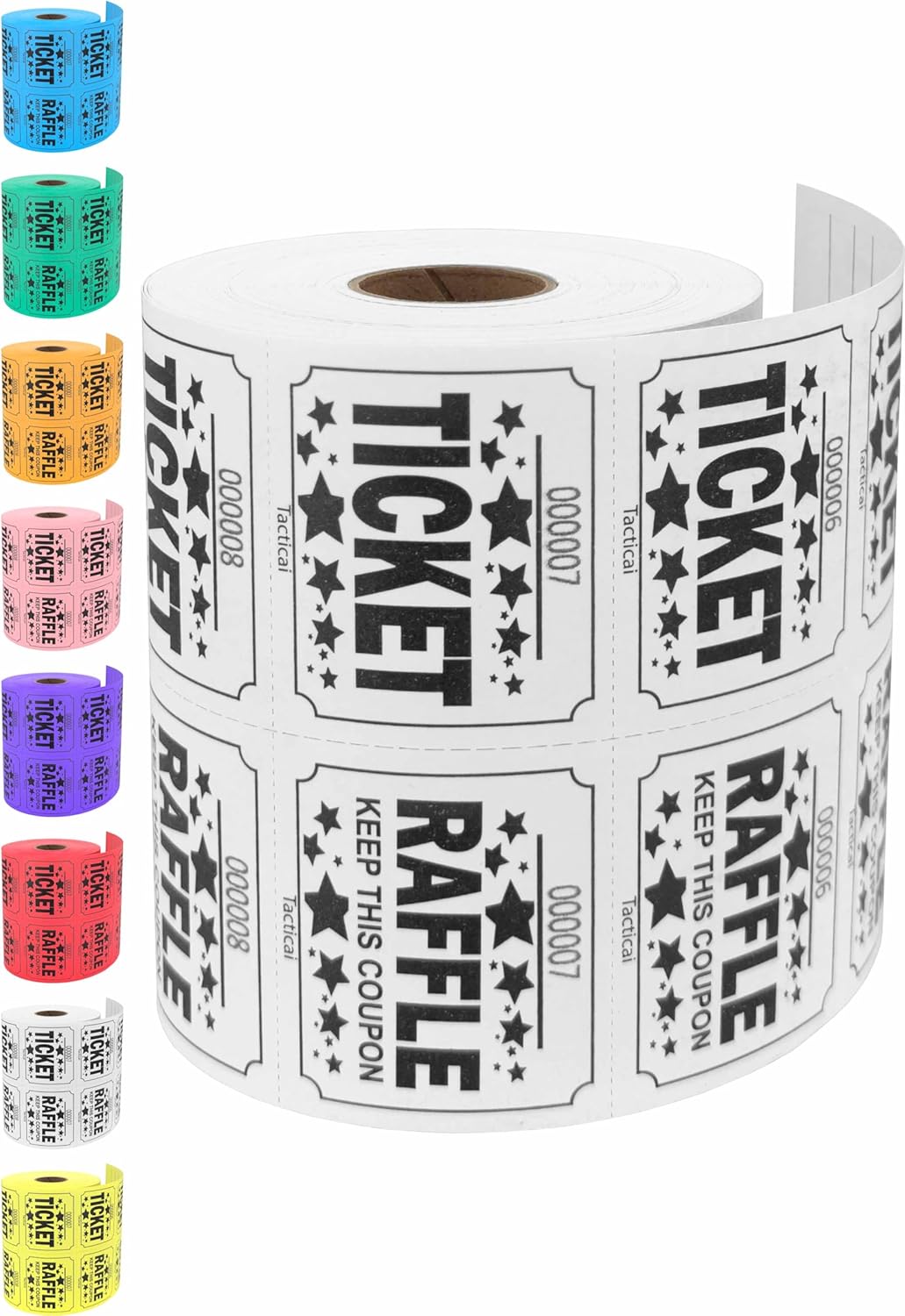 Amazon.com : Tacticai 500 Raffle Tickets, White (1 of 8 Colors), Double ...