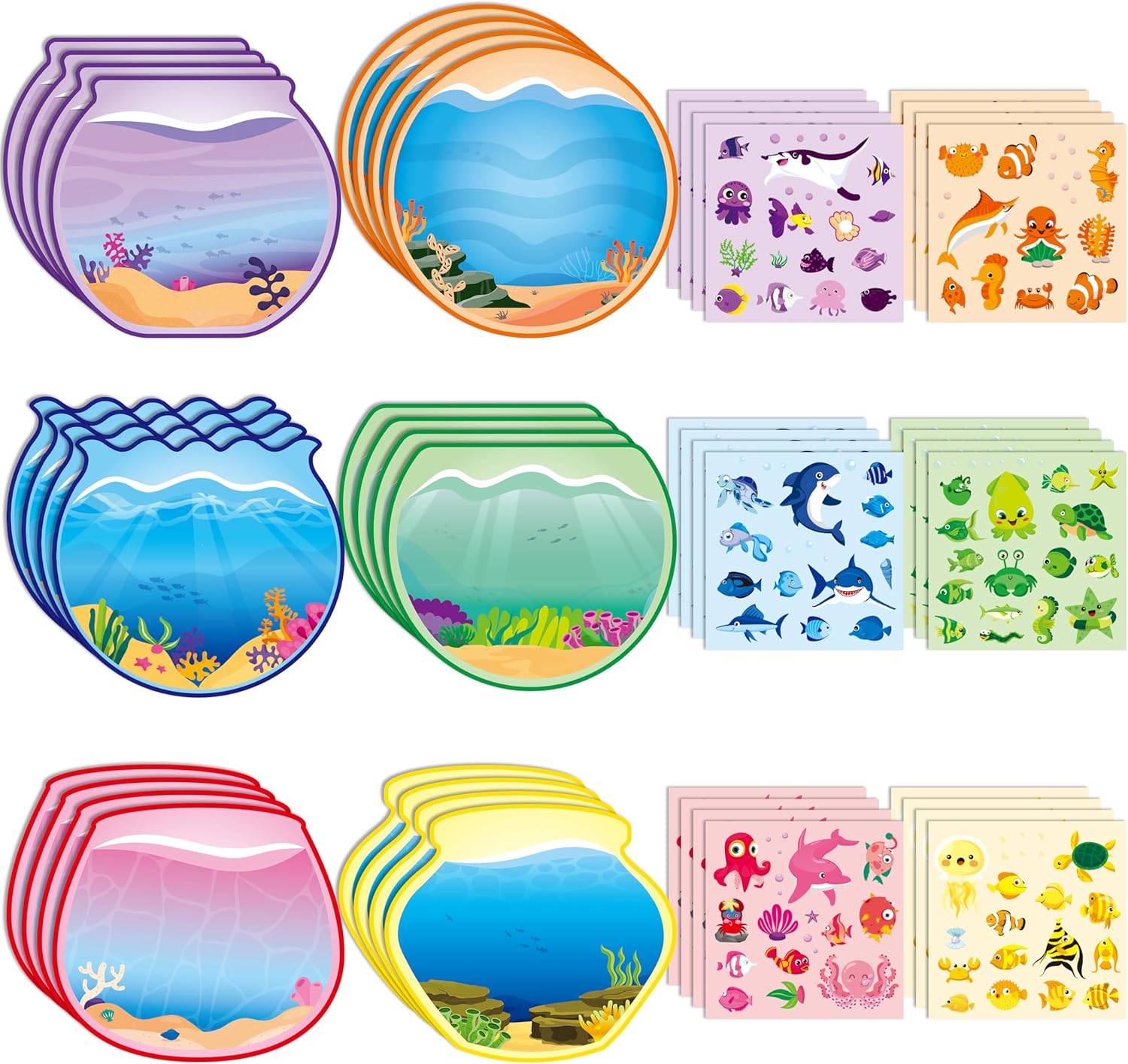 Amazon.com: CY2SIDE 24PCS Color Sorting Summer Sea Animal Sticker Scene ...