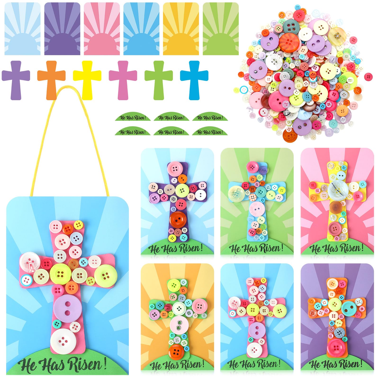 Amazon.com: Lunmon 24 Sets Easter Crafts for Kids Bulk Religious DIY ...