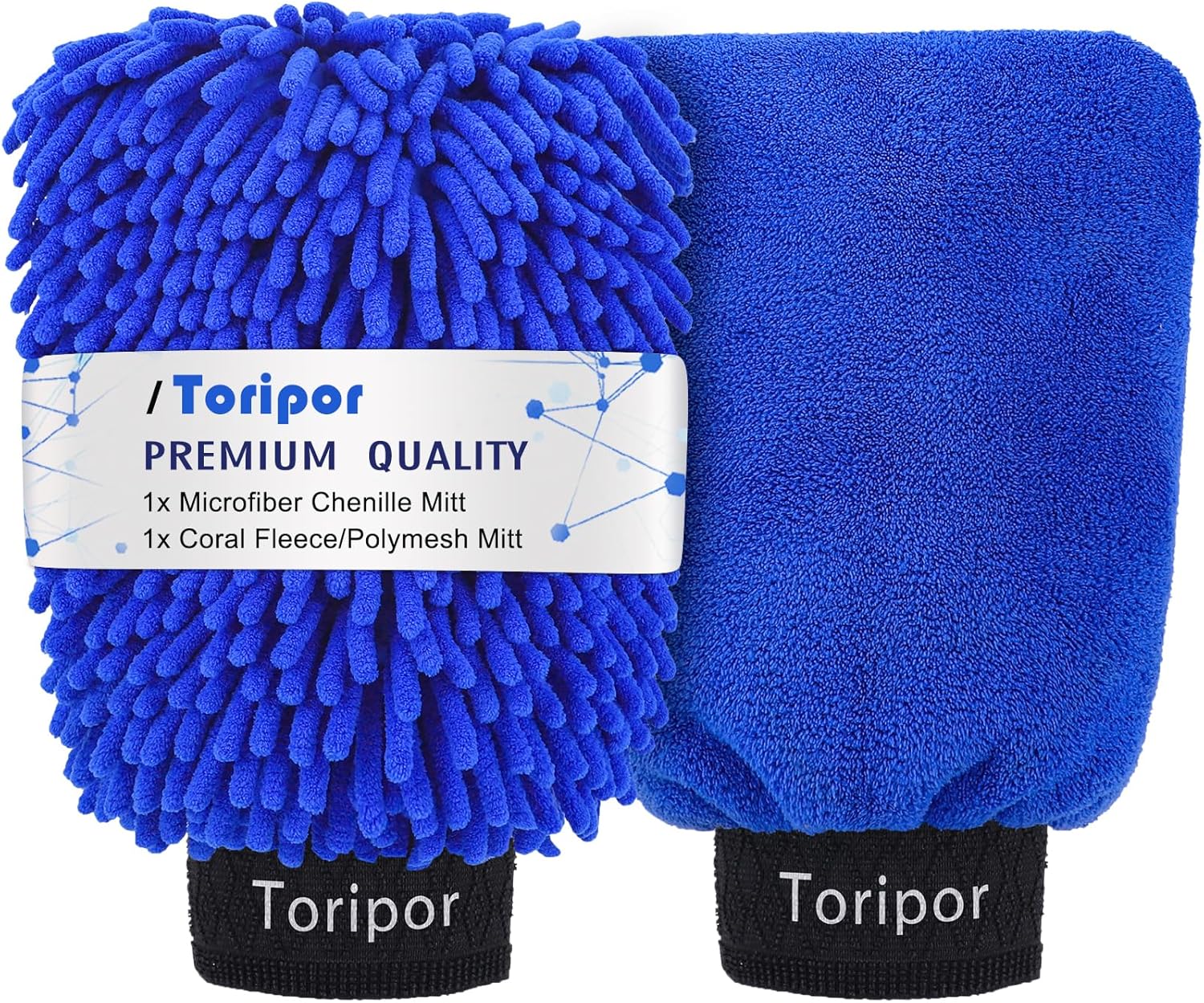 Toripor 2x Professional Microfiber Car Wash Mitts Kit: Scratch-Free ...