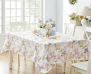 Amazon.com: Newbridge Avery Garden Blooms and Buds Vinyl Square Tablecloth, Hydrangea Pink ...