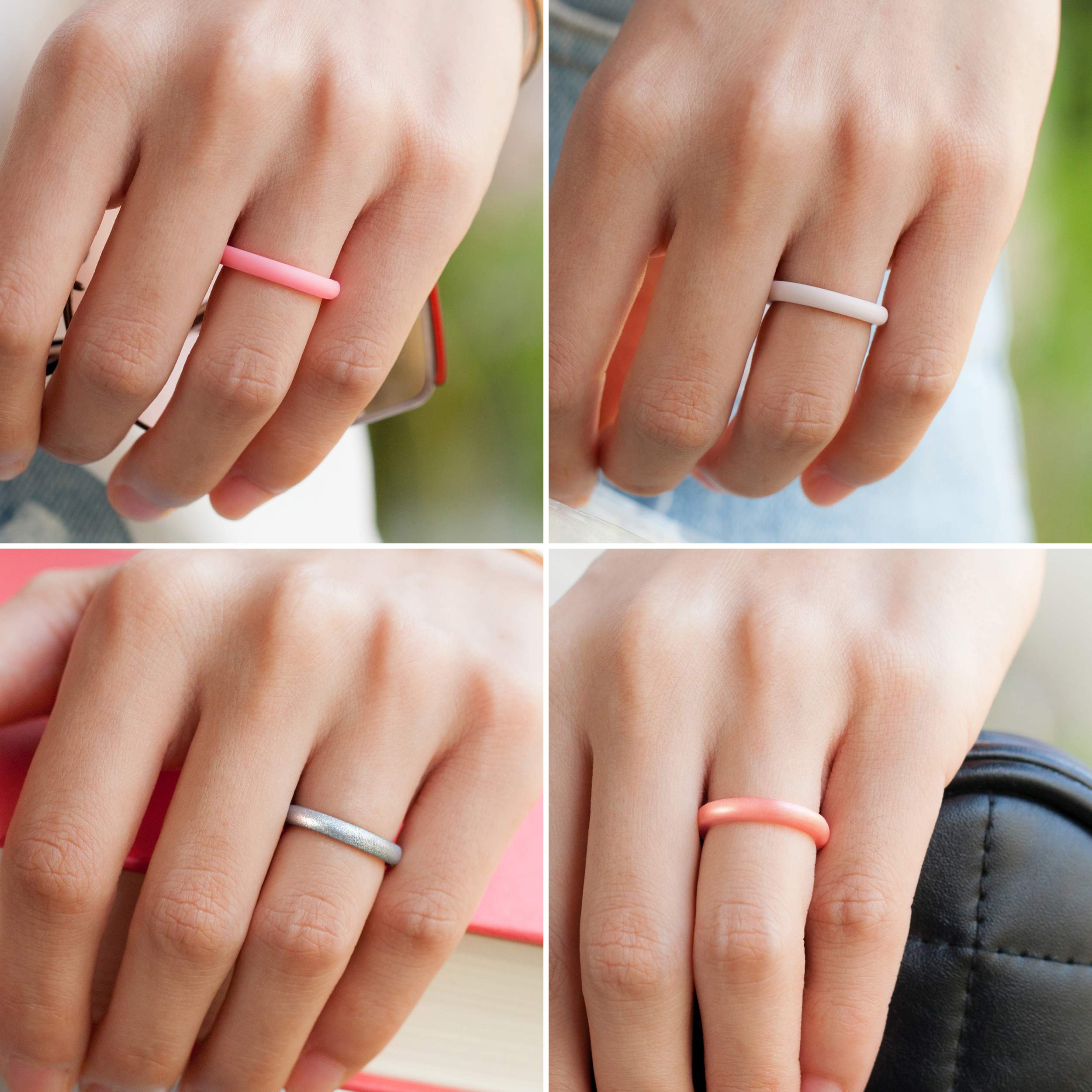 Snapklik.com : ThunderFit Womens Thin And Stackable 7 Rings Silicone ...