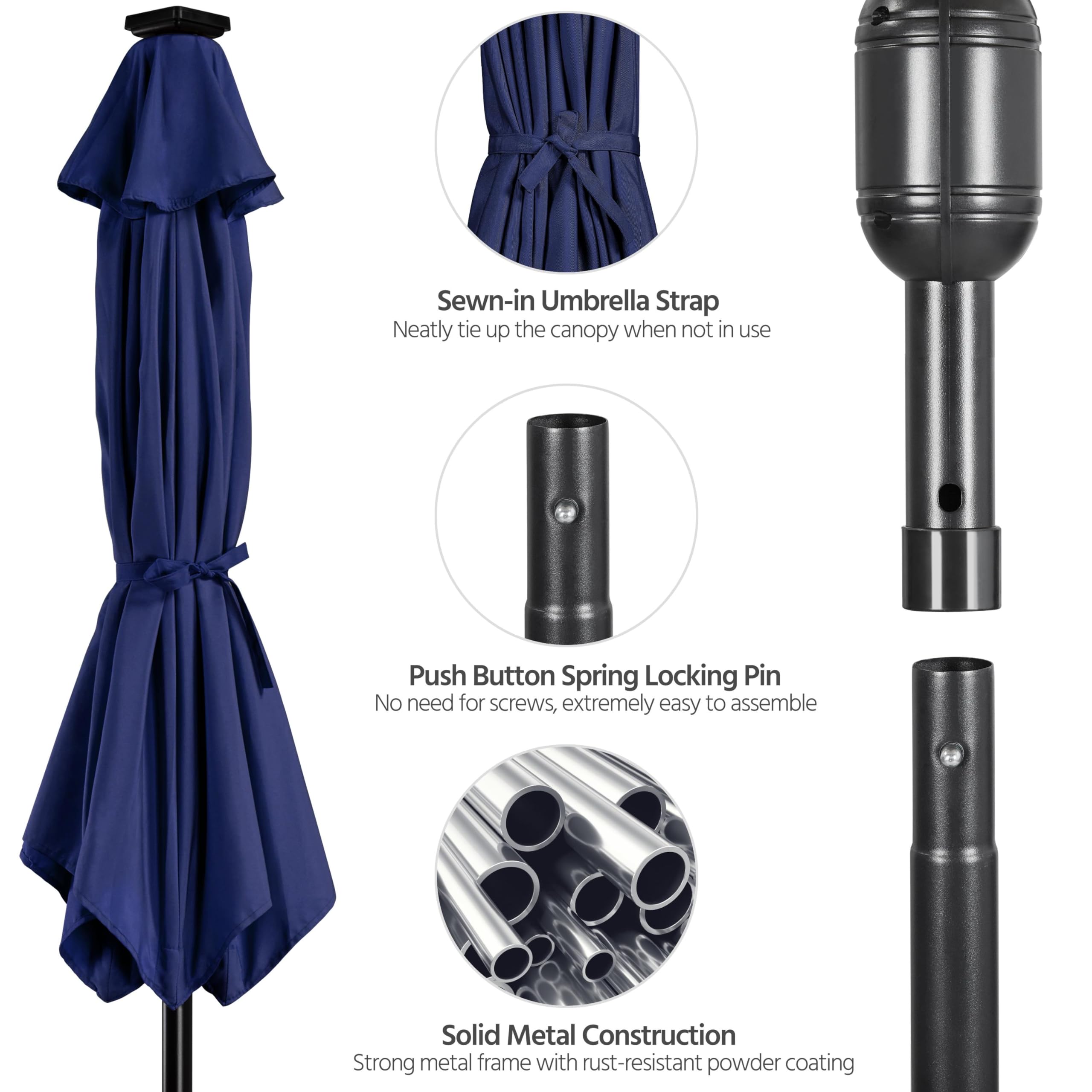 Snapklik.com : Yaheetech 7.5FT Solar Powered Patio Umbrella - UV ...