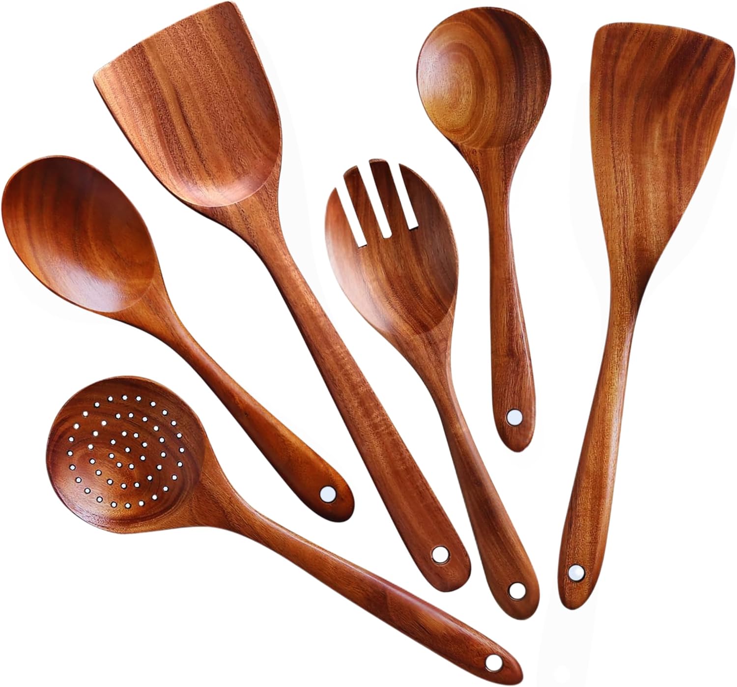 Amazon.com: 6-Piece Acacia Wood Cooking Utensil Set – Wooden Kitchen ...