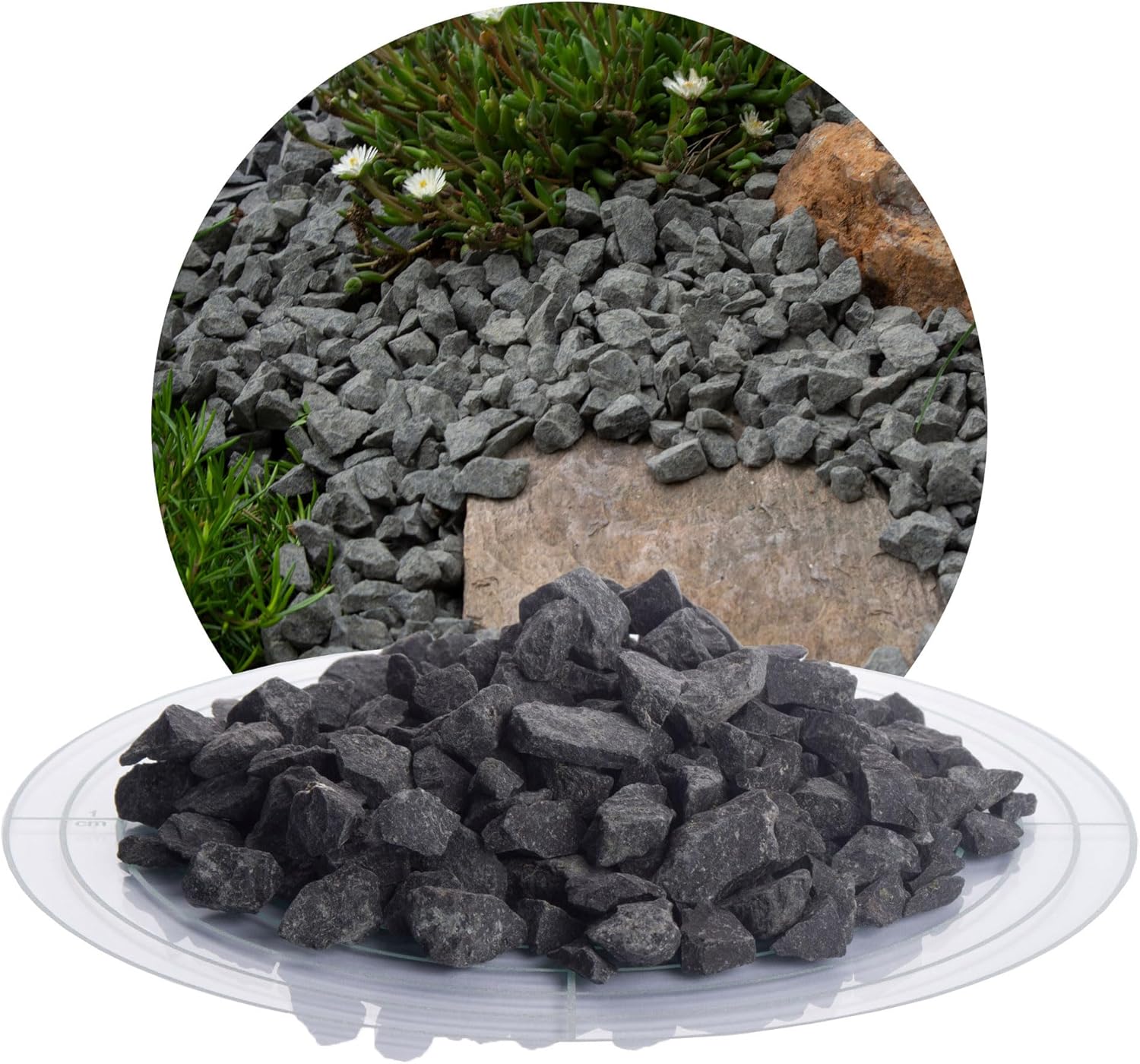 Schicker Mineral Basalt Decorative Chippings Anthracite 8-16 mm 25 kg ...