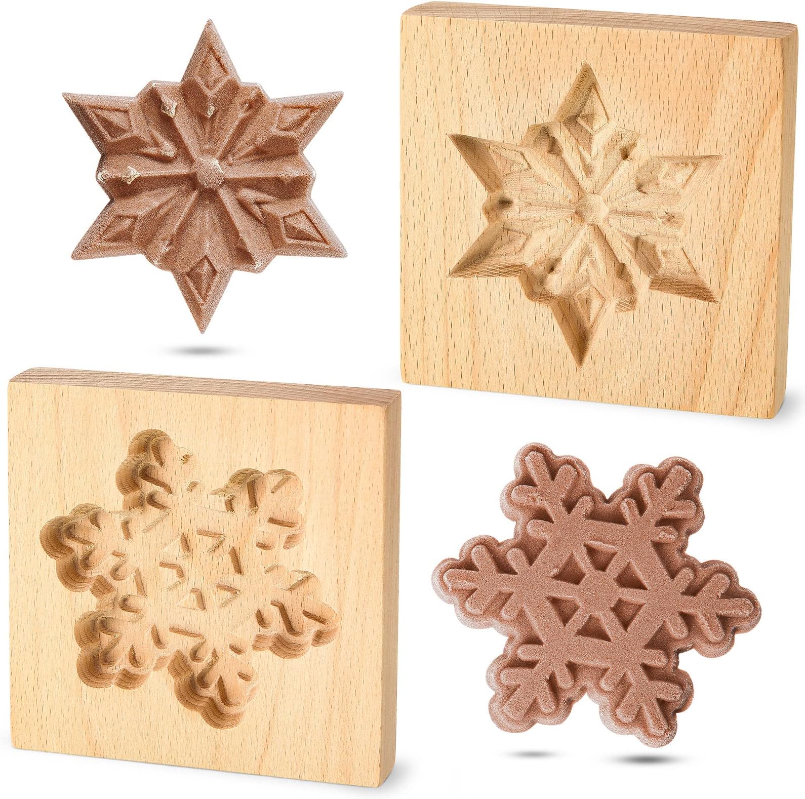Amazon.com: Wooden Cookie Molds, 3D Carved Wooden Cutter Embossing ...