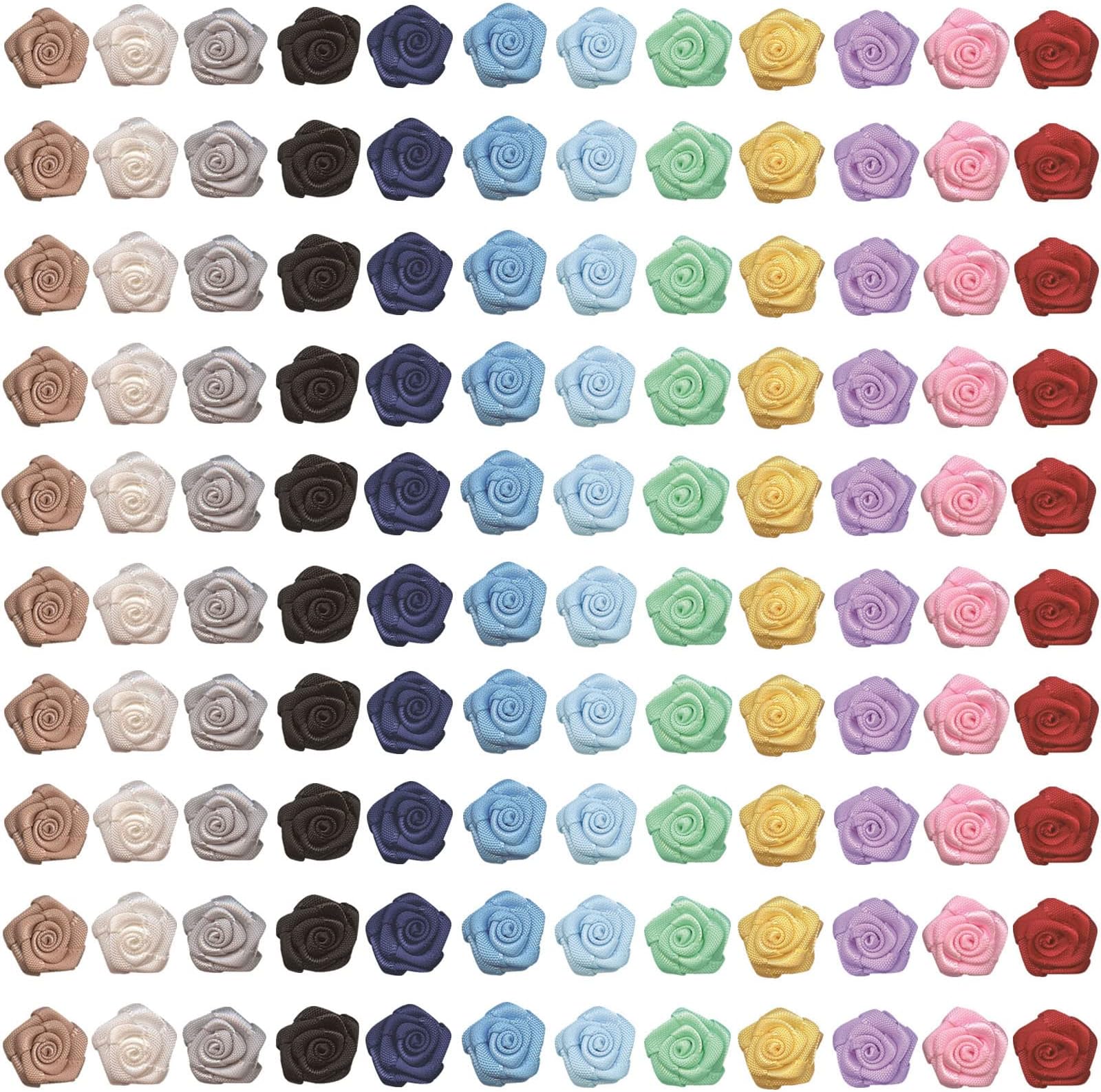 Amazon.com: Mini Satin Ribbon Roses Mini Fabric Flowers for Crafts ...