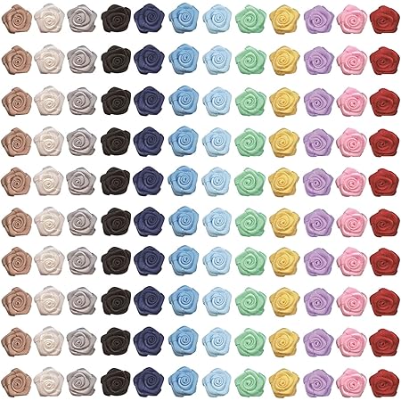 Amazon.com: 500 Pcs Tiny Satin Ribbon Rose Multicolor Mini Ribbon Bows ...